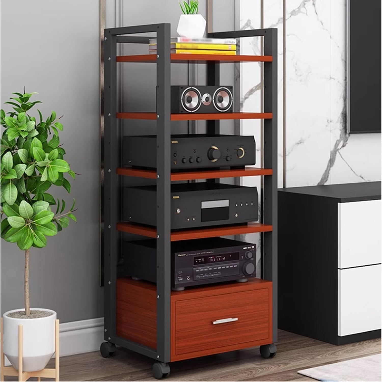 Amazon.com: Multi-Tier Audio Rack with Drawer Amplifier Stand, Audio ...