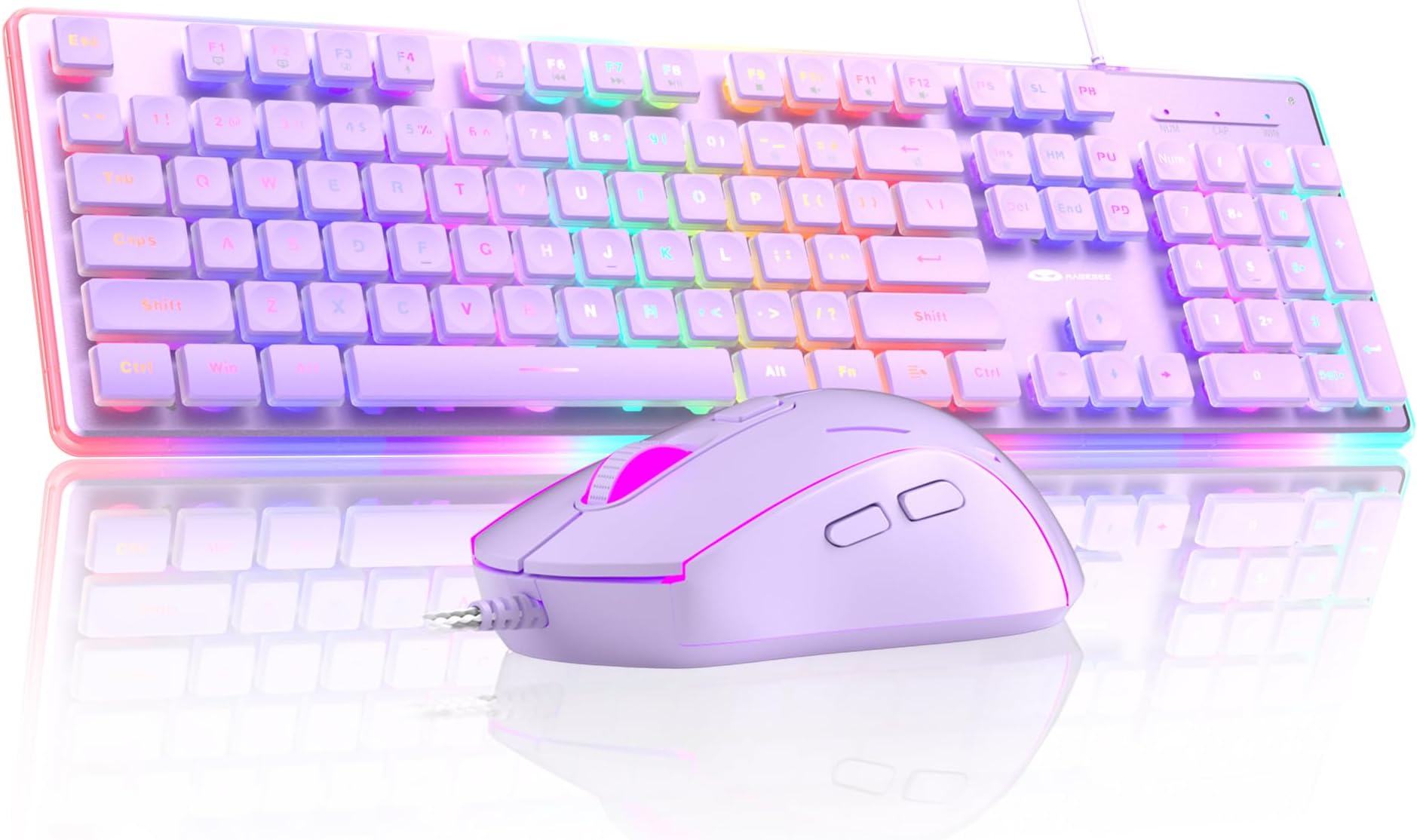 Amazon.com: Purple Light Up Keyboard and Mouse Wireless,Cute 2.4Ghz ...