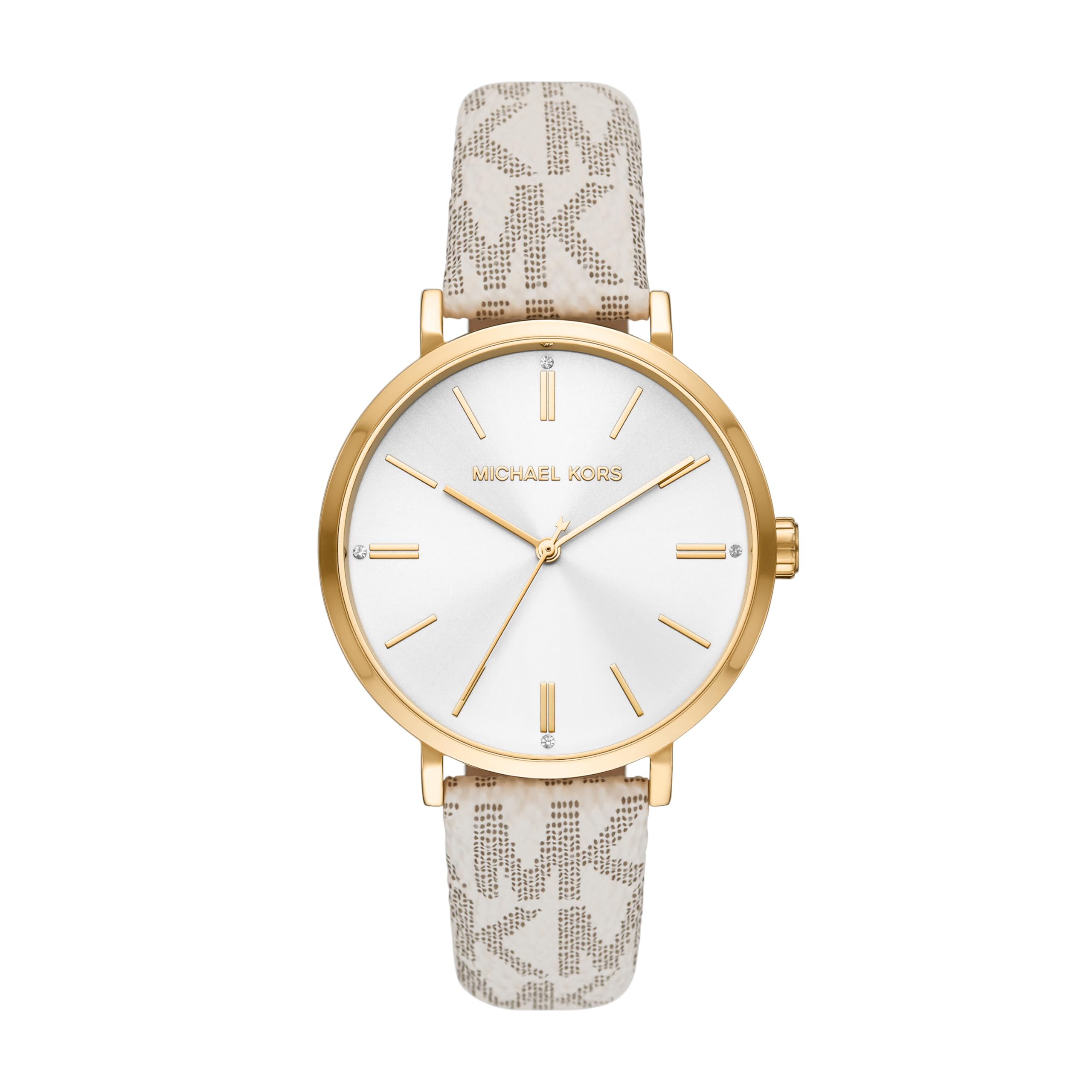 Amazon.com: Michael Kors Addyson Three-Hand White PVC Women's Watch ...