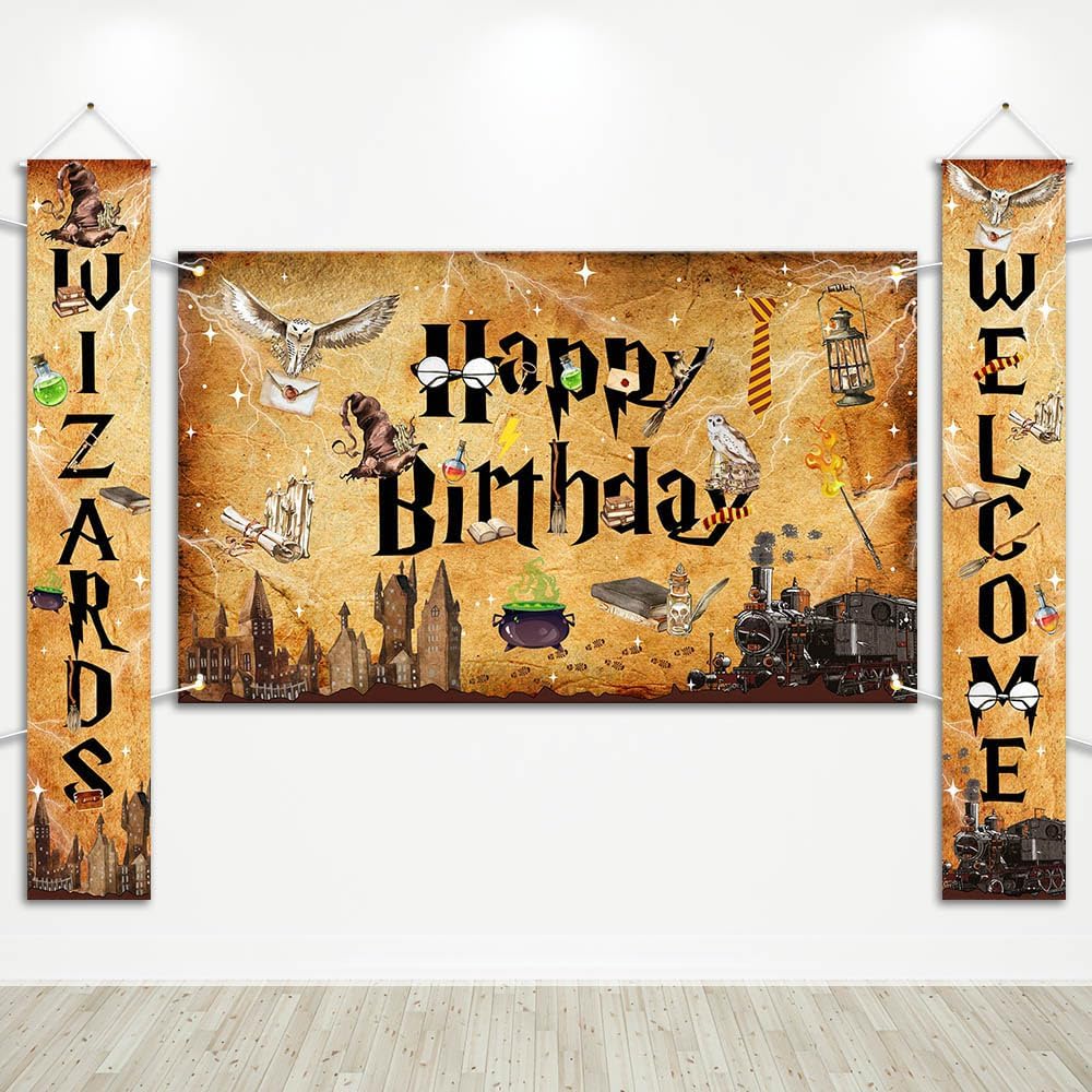 Amazon.com : Avezano Wizard Birthday Banners Decorations, 3Pcs Magical ...