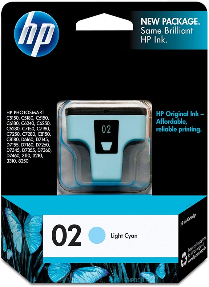 HP 02 Light Cyan Original Ink Cartridge For HP Photosmart 3110, 3210 ...