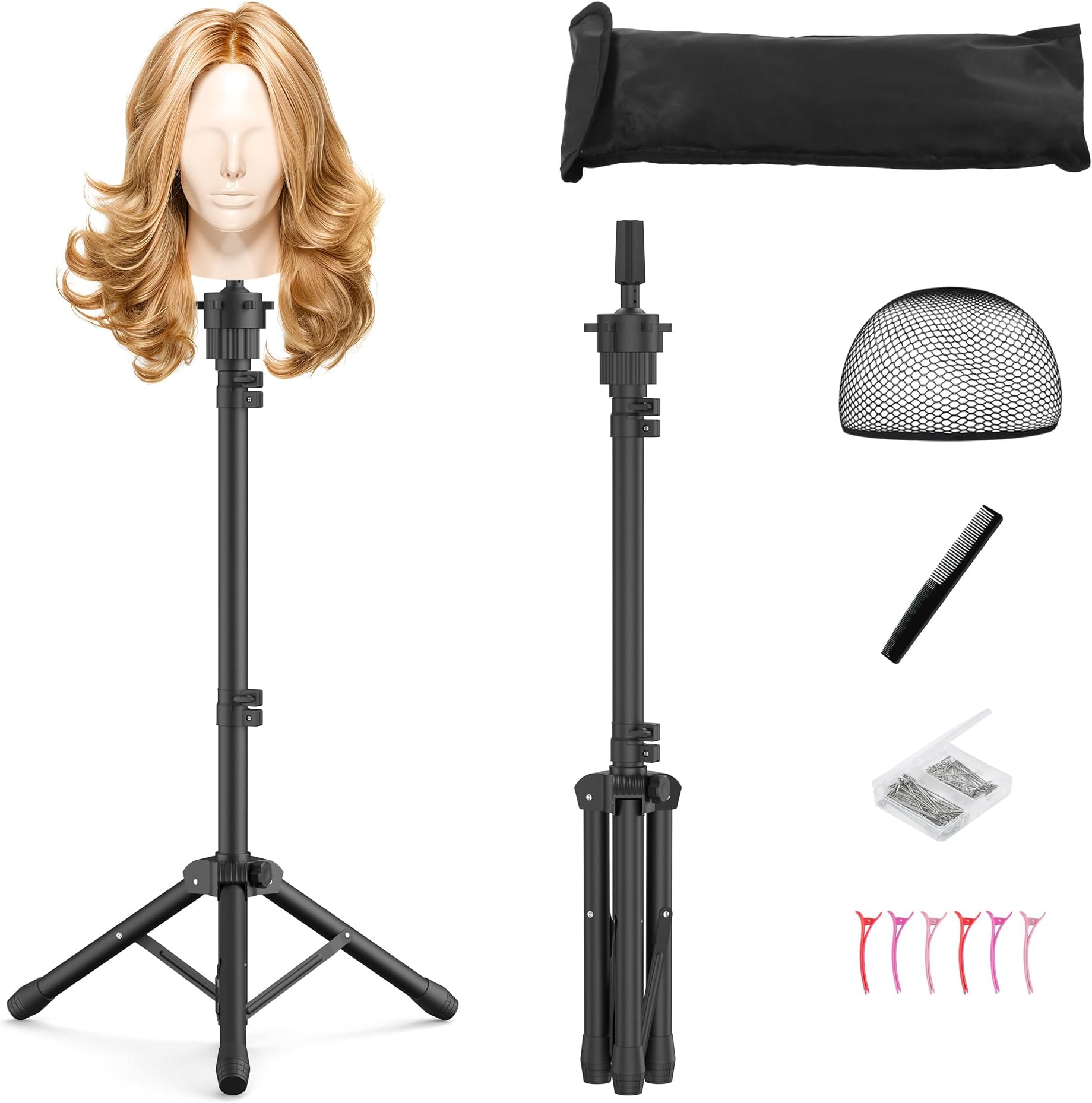 Amazon.com: Relx Reinforced Wig Stand with Mannequin Head - Adjustable ...