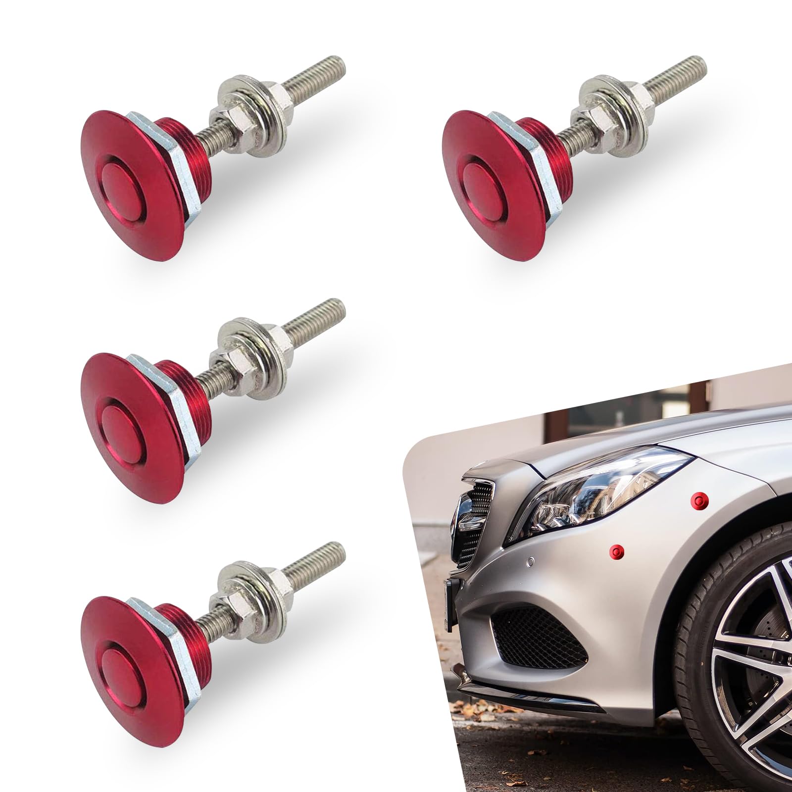 Snapklik.com : ZKFAR Pack-4 Car Hood Pins, Bumper Lock Clip, 1.18" Push ...