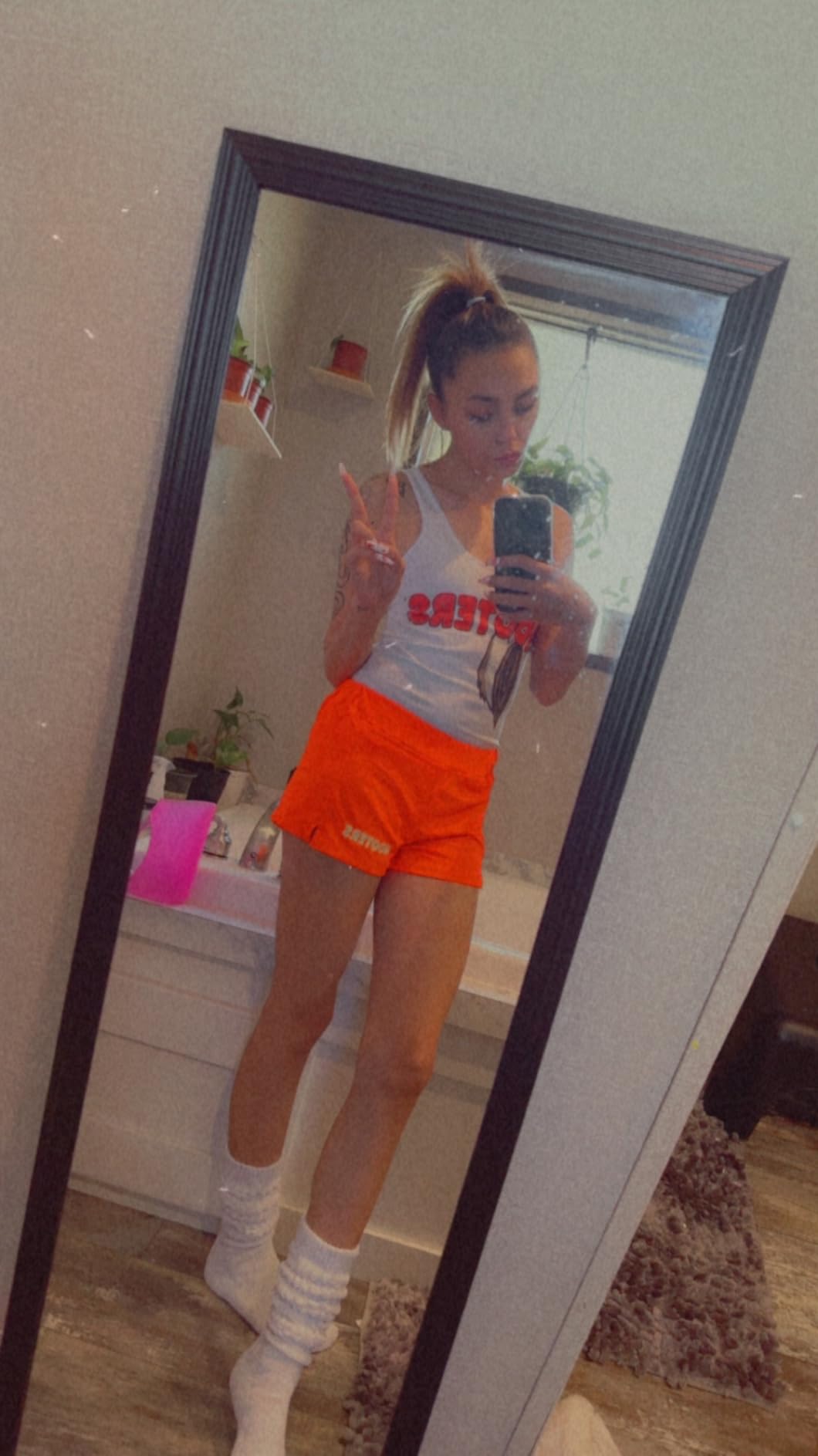 Amazon.com: Hooters Girl Halloween Costume Complete Set Tank Shorts and ...