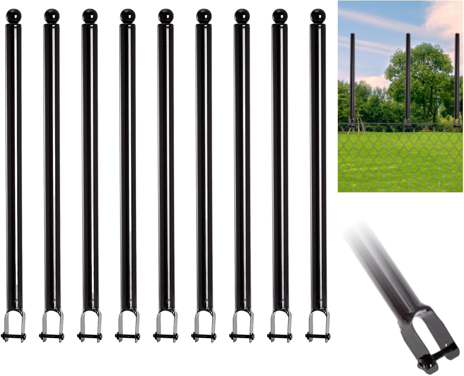 Kweetle 9 Pack Chain Link Fence Post Extender 25" Fence Extension ...