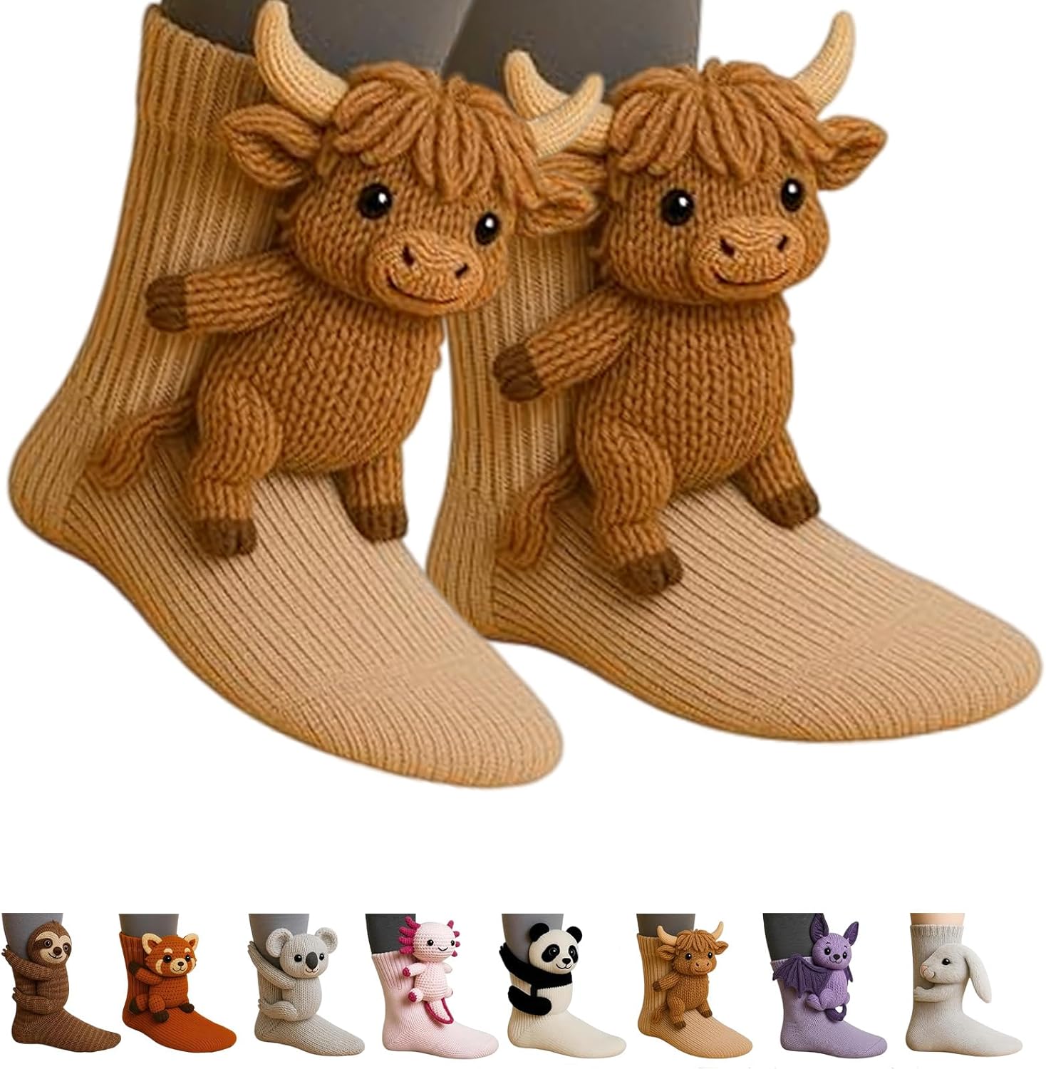 Amazon.com: NLWF 3D Knit Animal Socks - Cozy Winter Socks With Cute ...