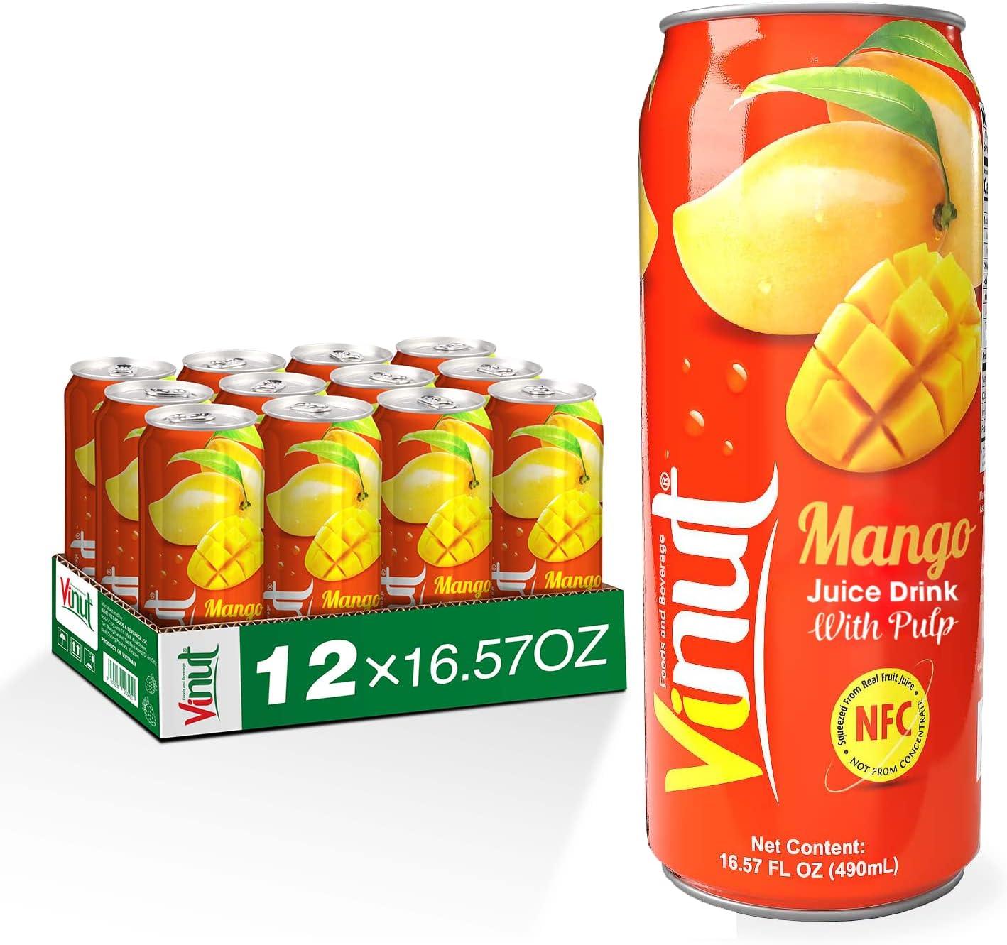 Amazon.com : Vinut Mango Juice with Pulp - Real, Not From Concentrate ...