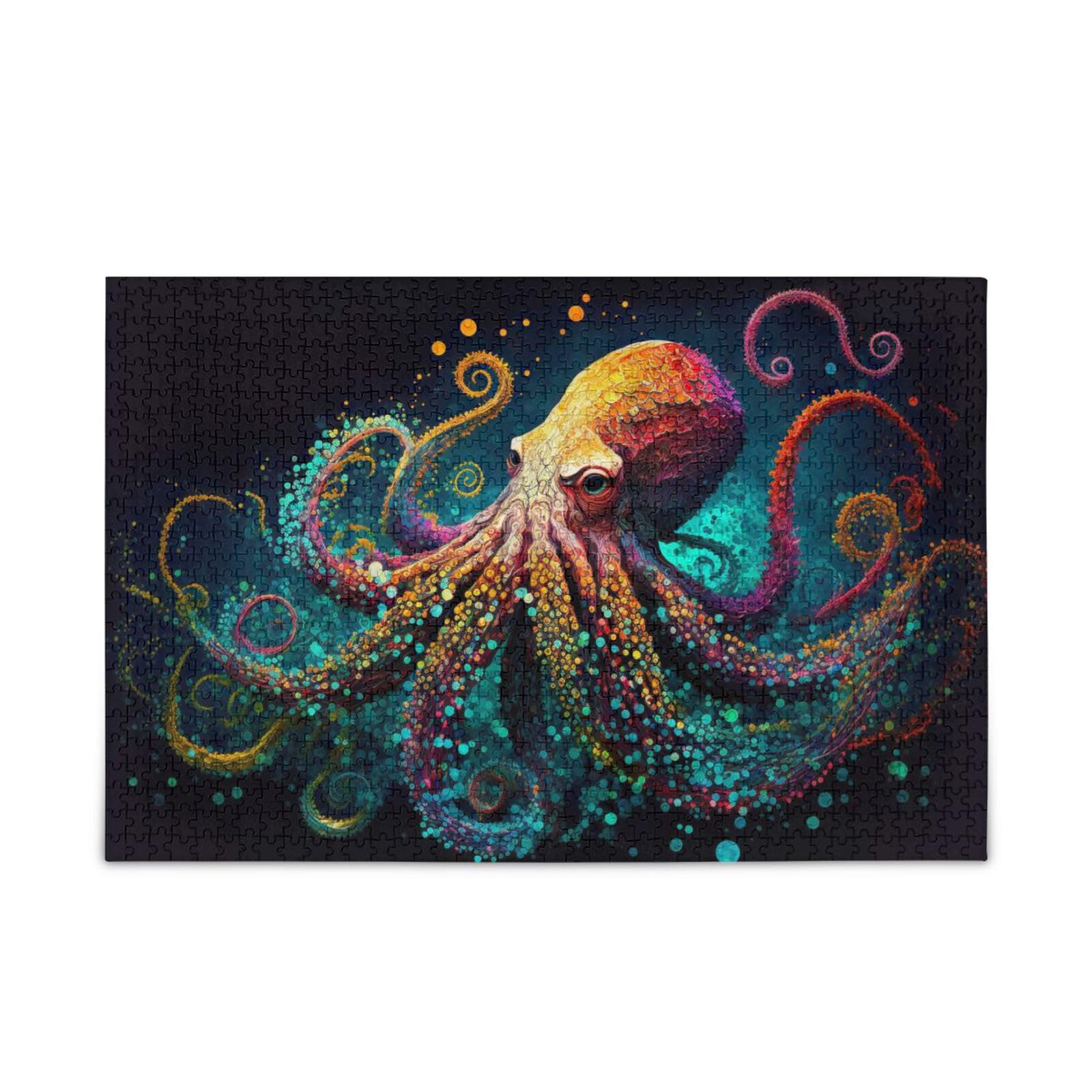 Amazon.com: ZENWAWA Wooden Jigsaw Puzzle 1000 Pieces Painting Octopus ...