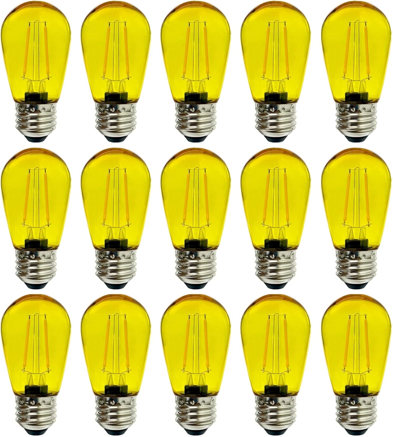 Minsily 15 Pack S14 Yellow LED Bulbs 2W S14 Outdoor LED String Light ...