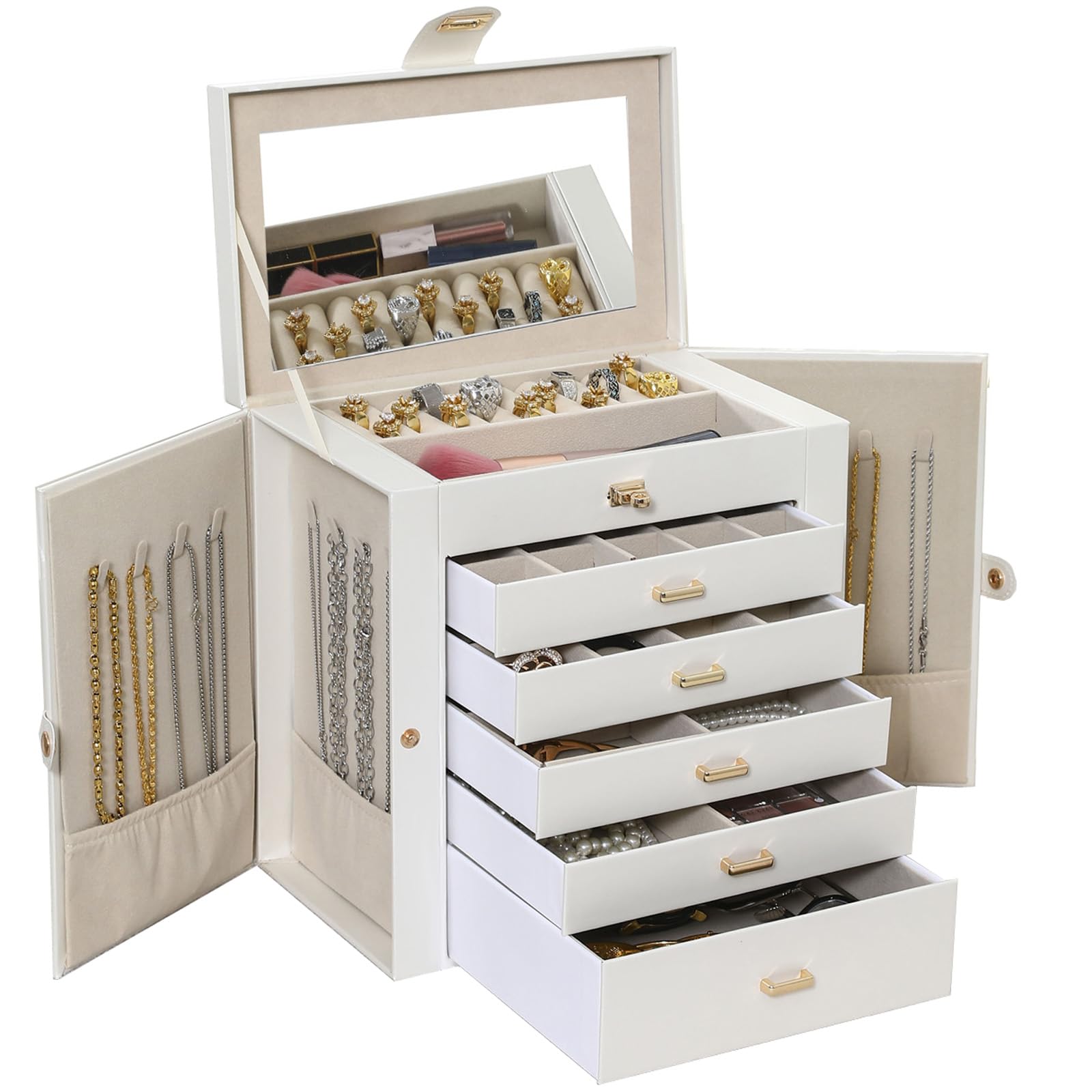 Amazon.com: JOHN PHIL Large Jewelry Organizer，6-Layer 5 Drawer ...