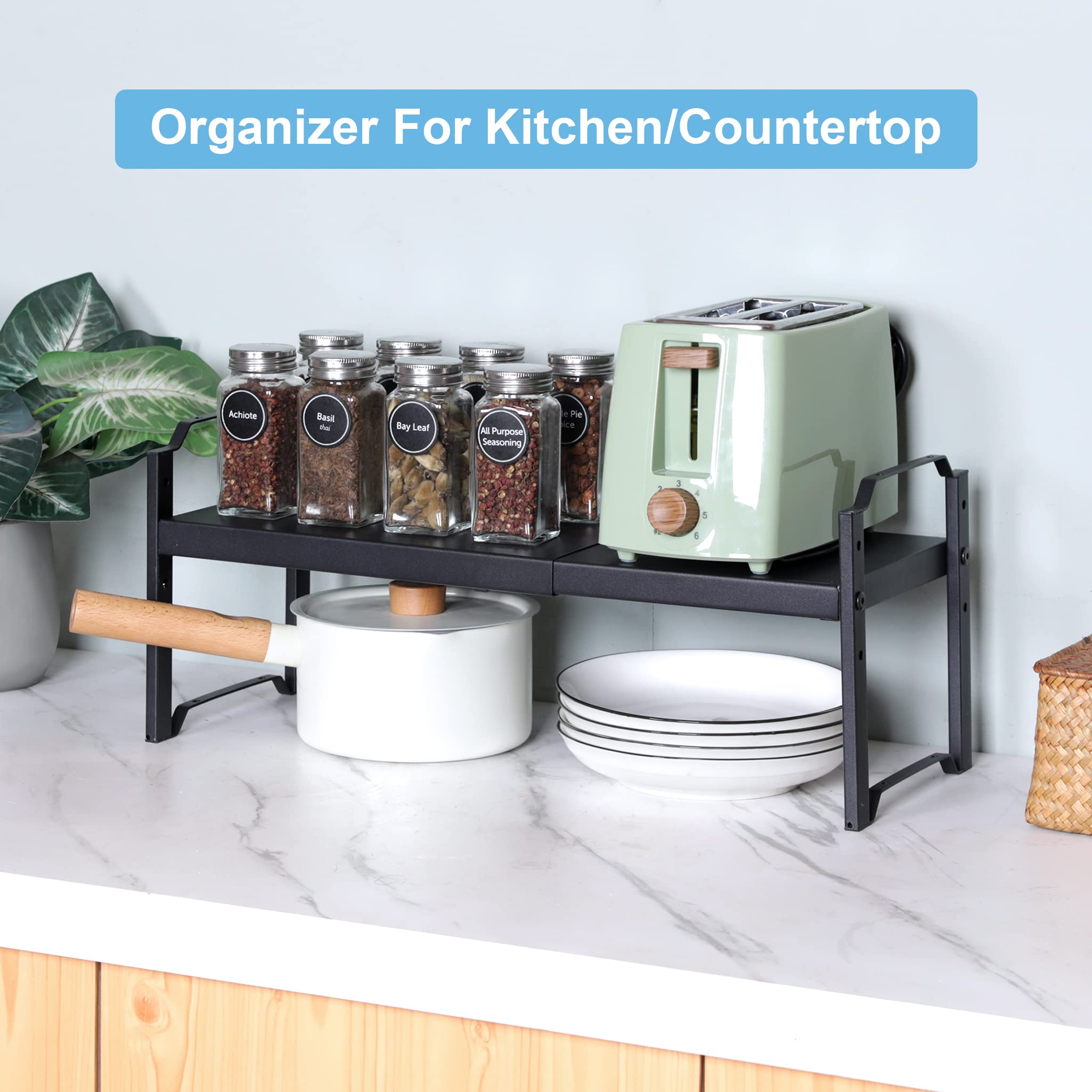 Snapklik.com : 2 Pack Expandable Cabinet Countertop Shelves, Stackable ...