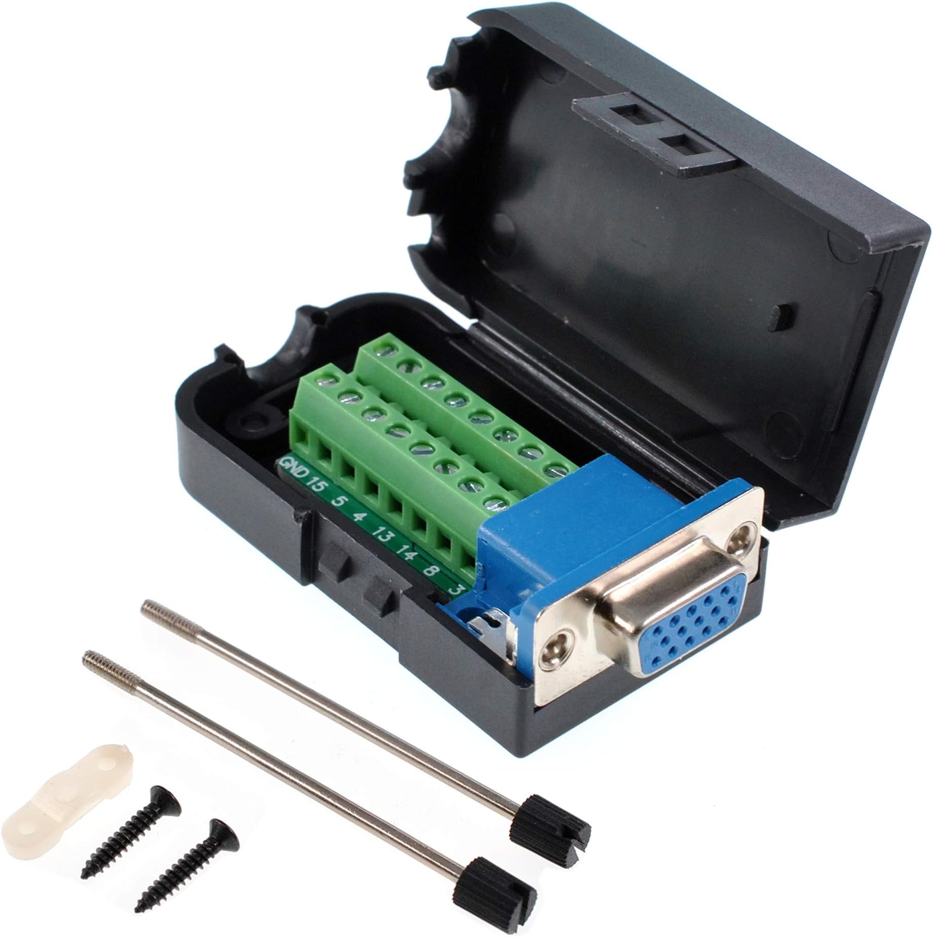 Amazon.com: D-SUB DB15 VGA Female 15Pin Jack Port to Terminal Breakout ...