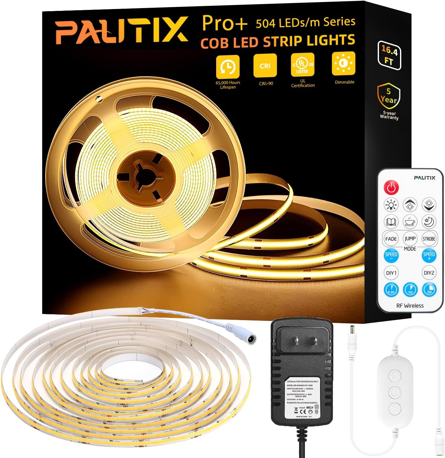 Amazon.com: PAUTIX COB LED Strip Light 2520LEDs,Super Bright High Lumen ...