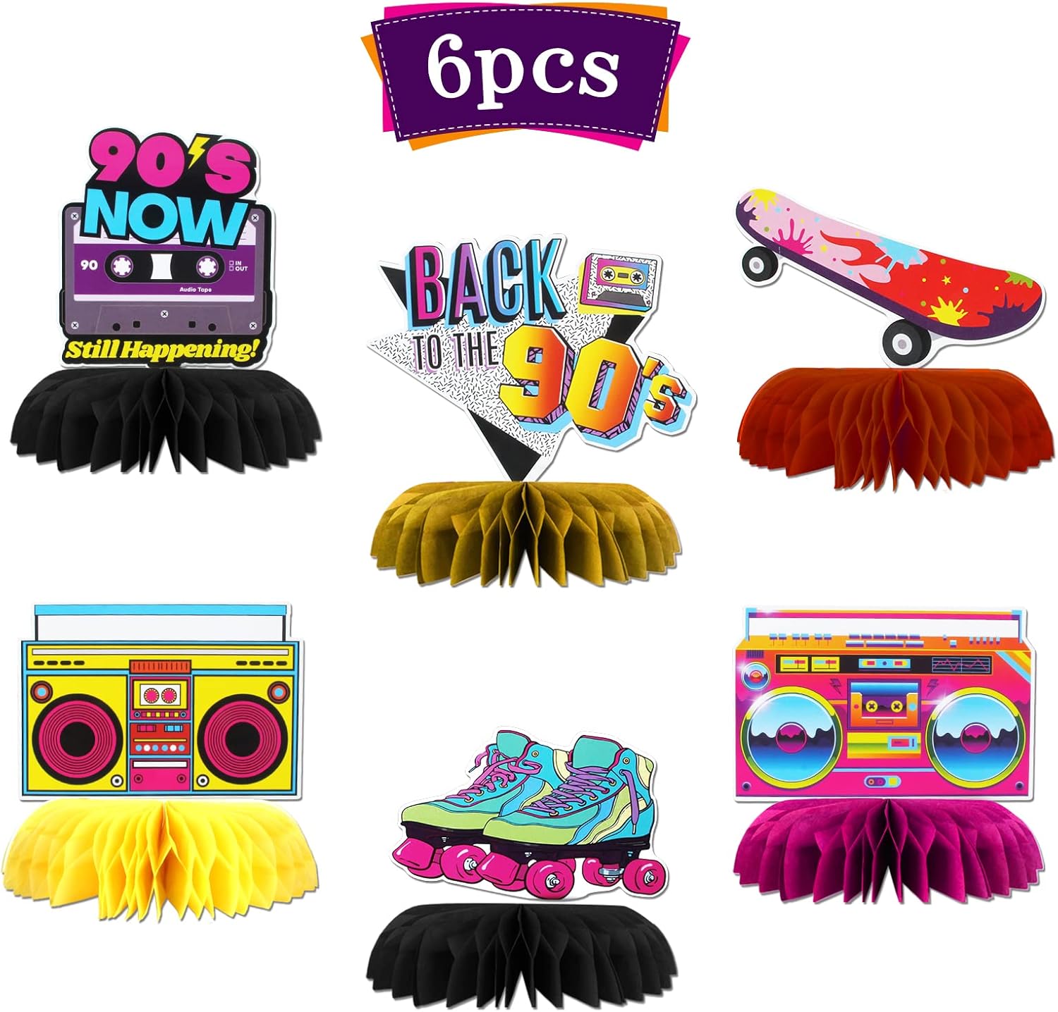 Amazon.com: Felezon 6pcs 90s Honeycomb Table Centerpieces, Back to 90s ...