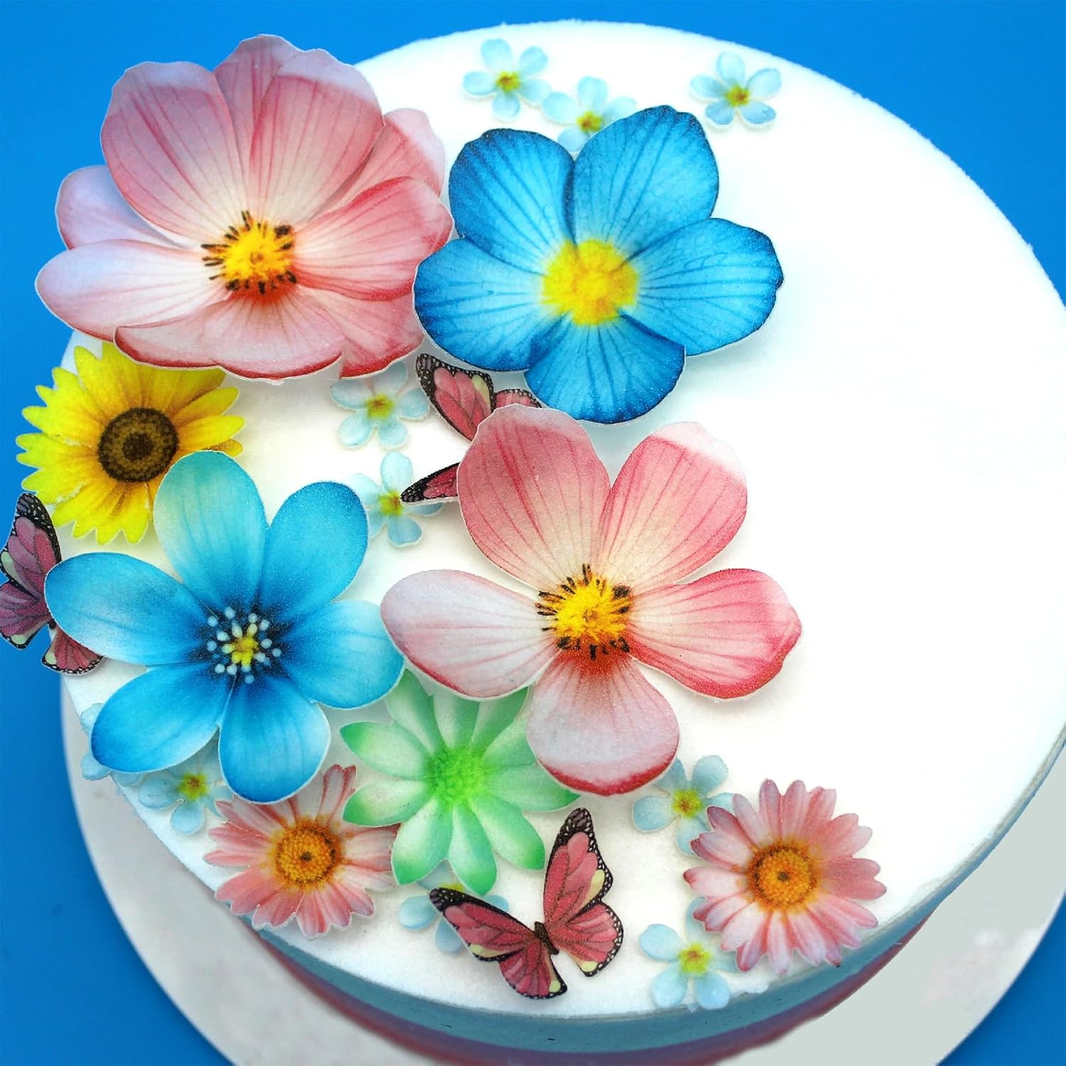 Amazon.com: 55 Pcs Edible Flowers Cake Topper Cupcake Toppers ...