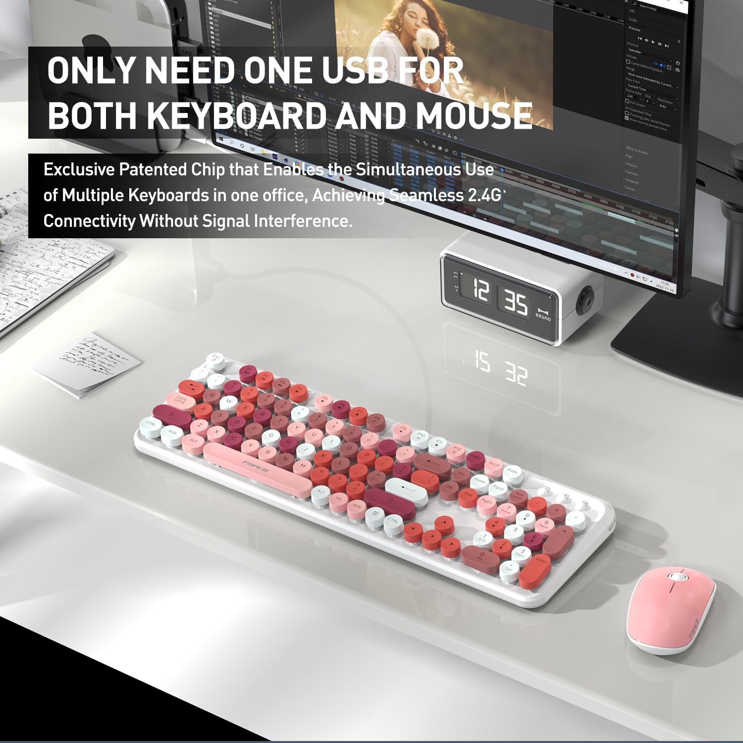 Snapklik.com : FOPETT Wireless Keyboard And Mouse Combo, 104 Keys Full ...