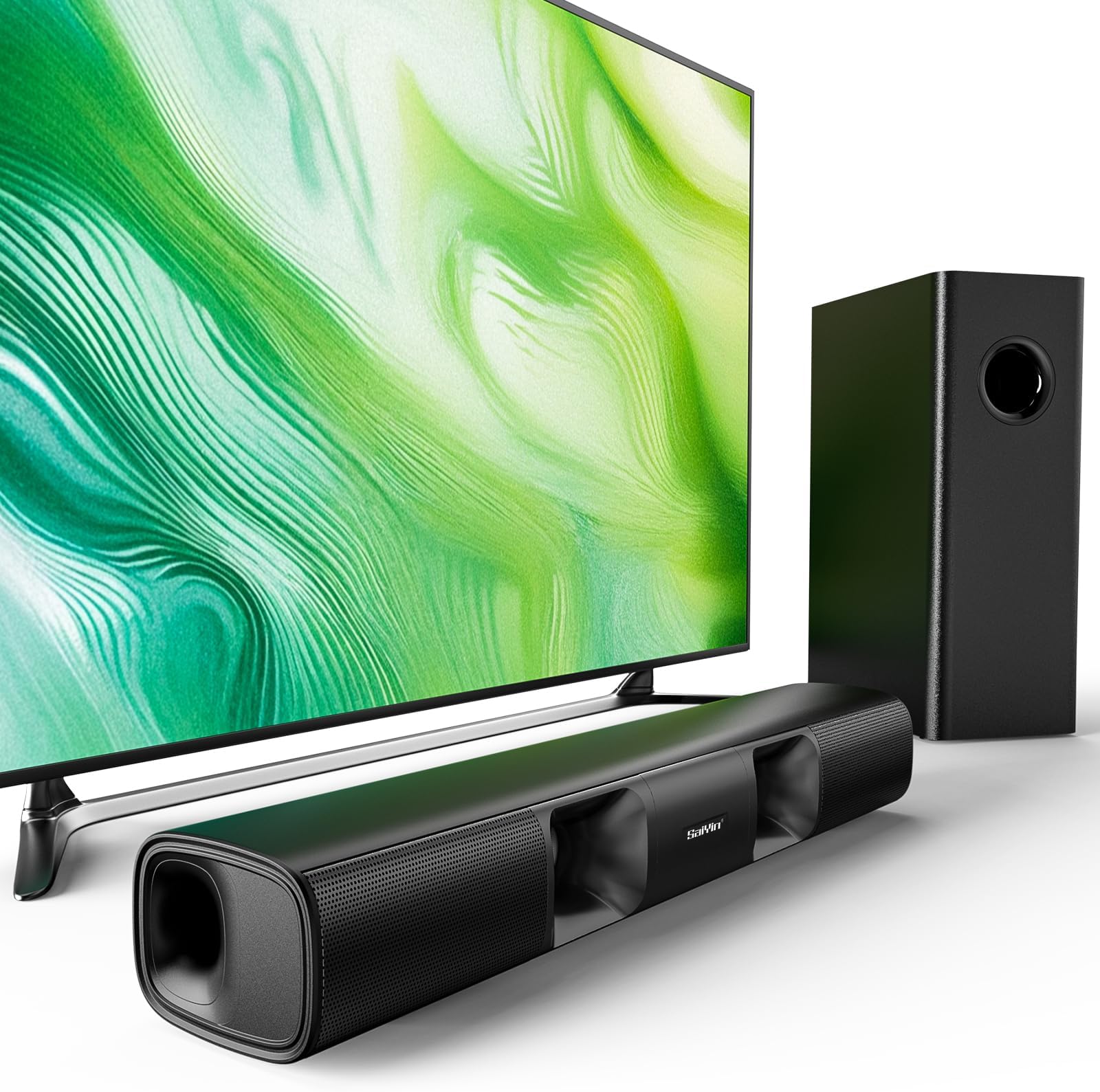Small Sound Bars for TV, AUEEDS 50W 16-Inch Ultra Slim Mini Surround ...