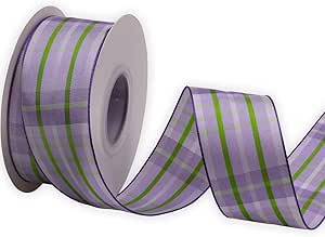 KLTRIBBON Wired Edge Ribbon Purple Checked Plaid Taffeta Ribbon,1-1/2 ...