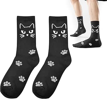 Amazon.com: Black Cat Socks, Cat Socks Men, Black Funny Novelty Crazy ...