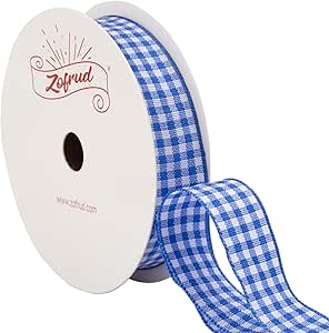 Amazon.com: Zofrud Royal Blue Gingham Ribbon Checkered Plaid Ribbon - 5 ...