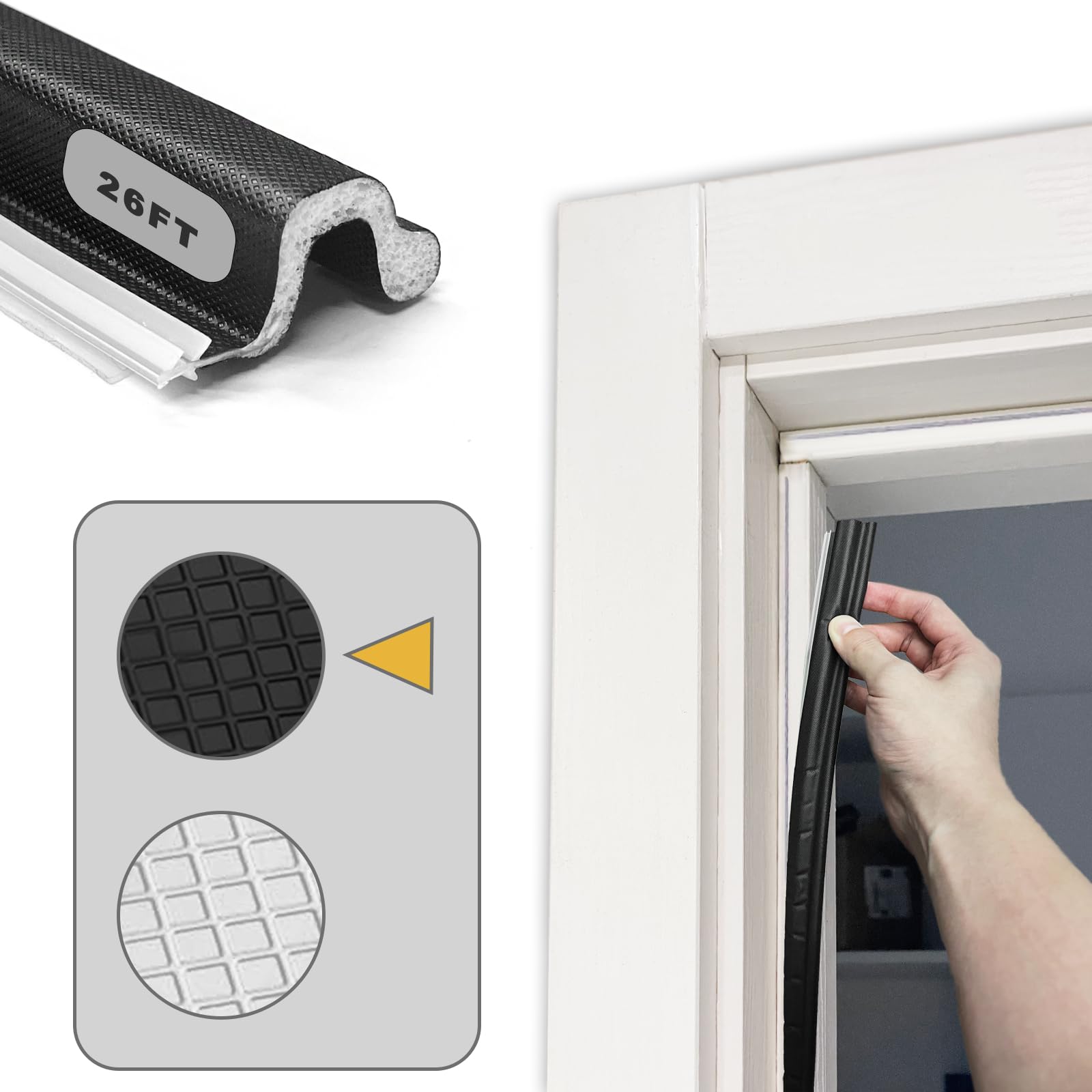 26 FT Door Frame Extra Thick Kerf Non-Adhesive Weather Stripping Seal ...