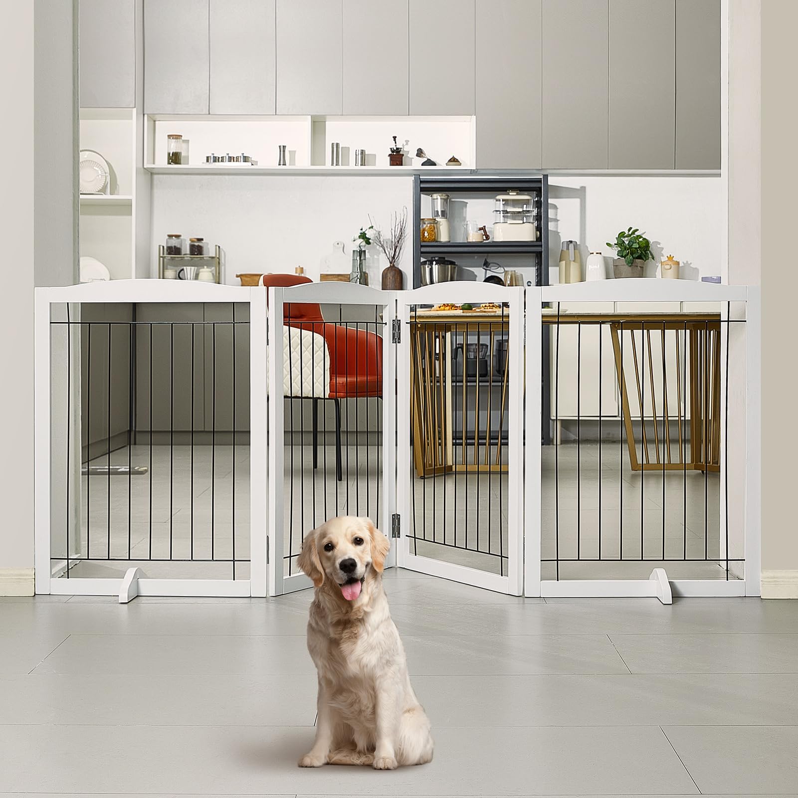 Amazon.com: VEVOR Free Standing Dog Gate, Wooden Freestanding Pet Gate ...