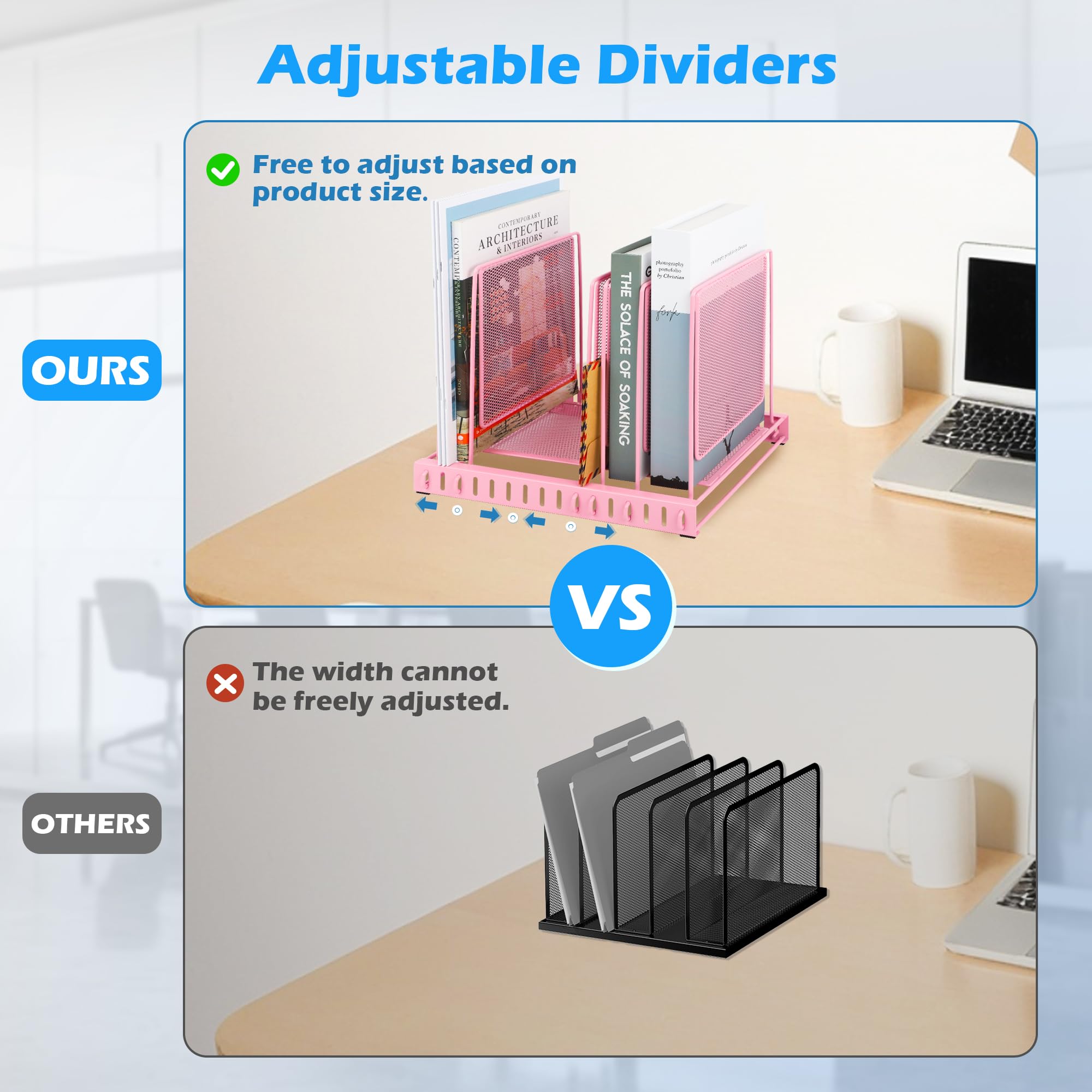 Snapklik.com : 5 Section Vertical Metal Mesh Desk File Organizer ...