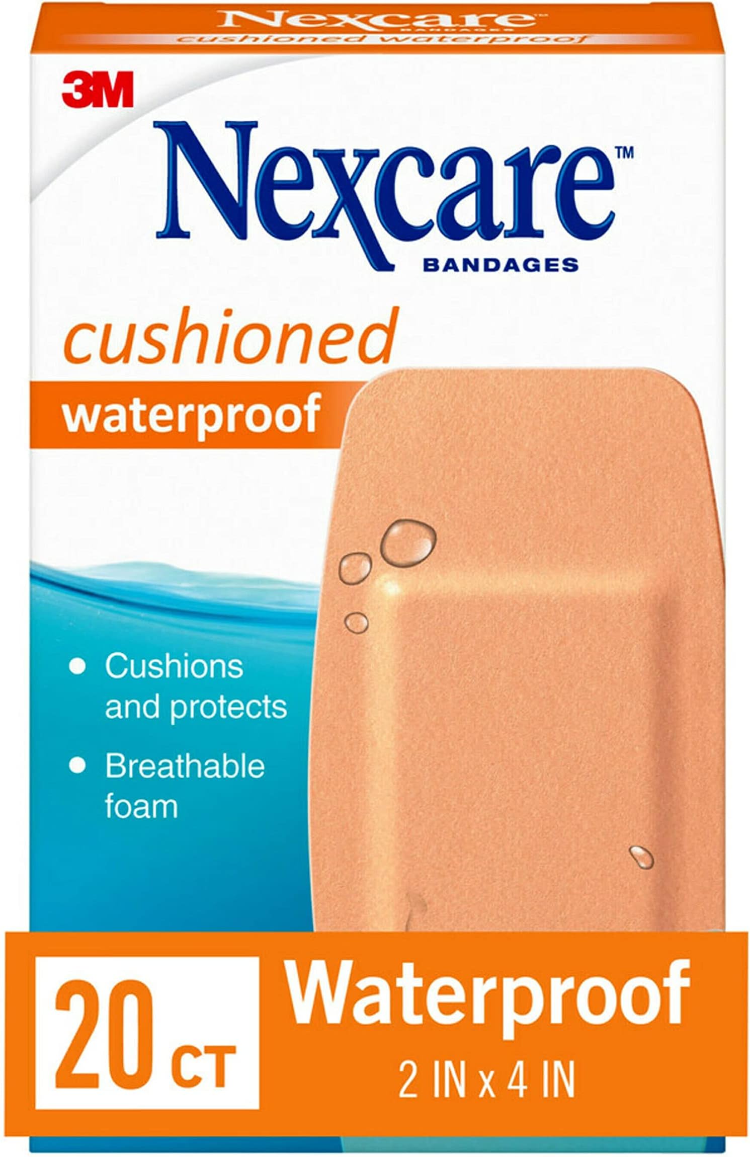 Amazon.com: Nexcare Waterproof Cushioned Bandages, Knee & Elbow, 2 x 4 ...