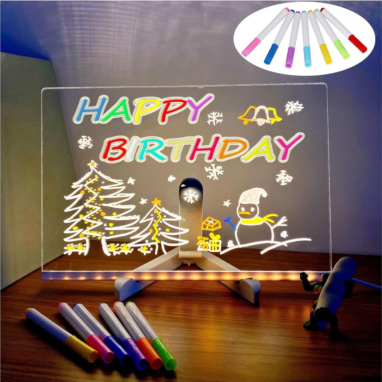 LED Note Board with 7 Colors Pen, 2024 Glowing Acrylic Letter Erase ...