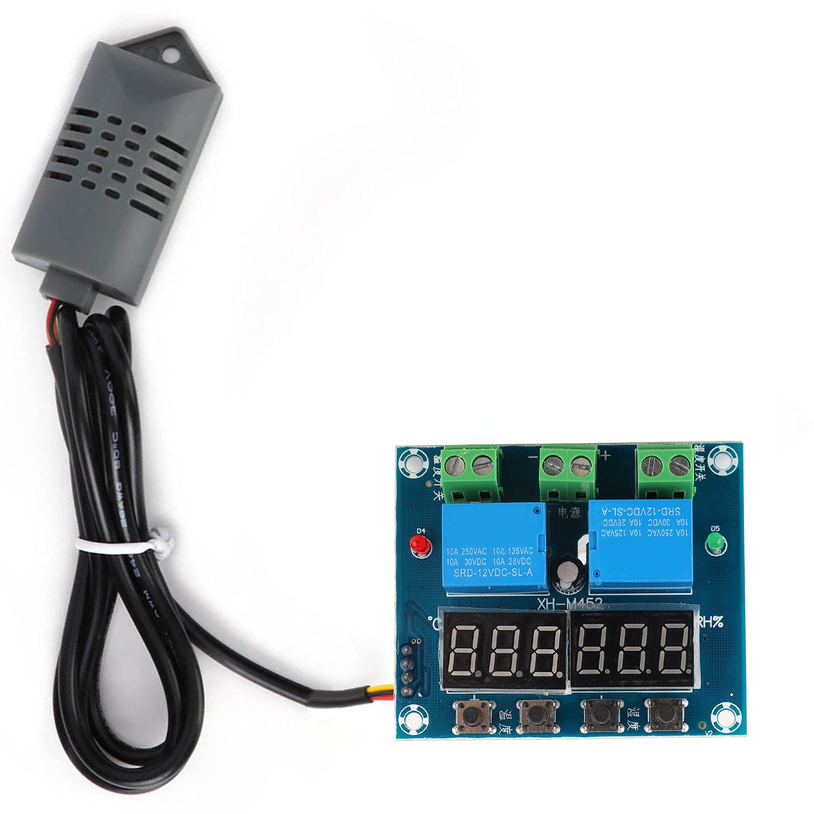 Buy Temperature Humidity Controller Thermostat Module, XH‑M452 DC 12V ...