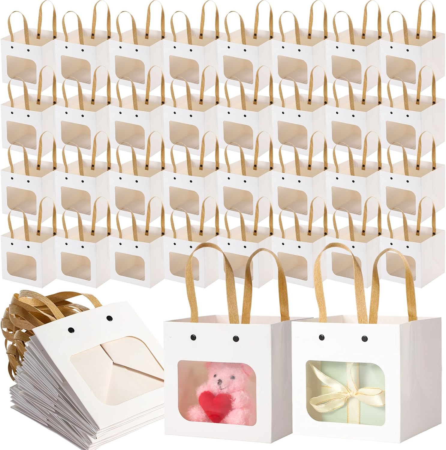 Amazon.com: Harloon 50 Pcs Gift Bags with Window Paper Gift Bags with ...