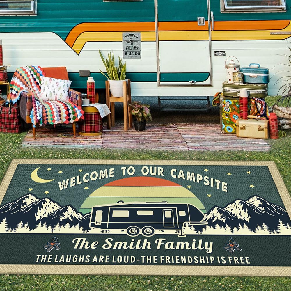 Amazon.com: GUGLILI Custom Camping Rug Welcome to Our Campsite RV ...