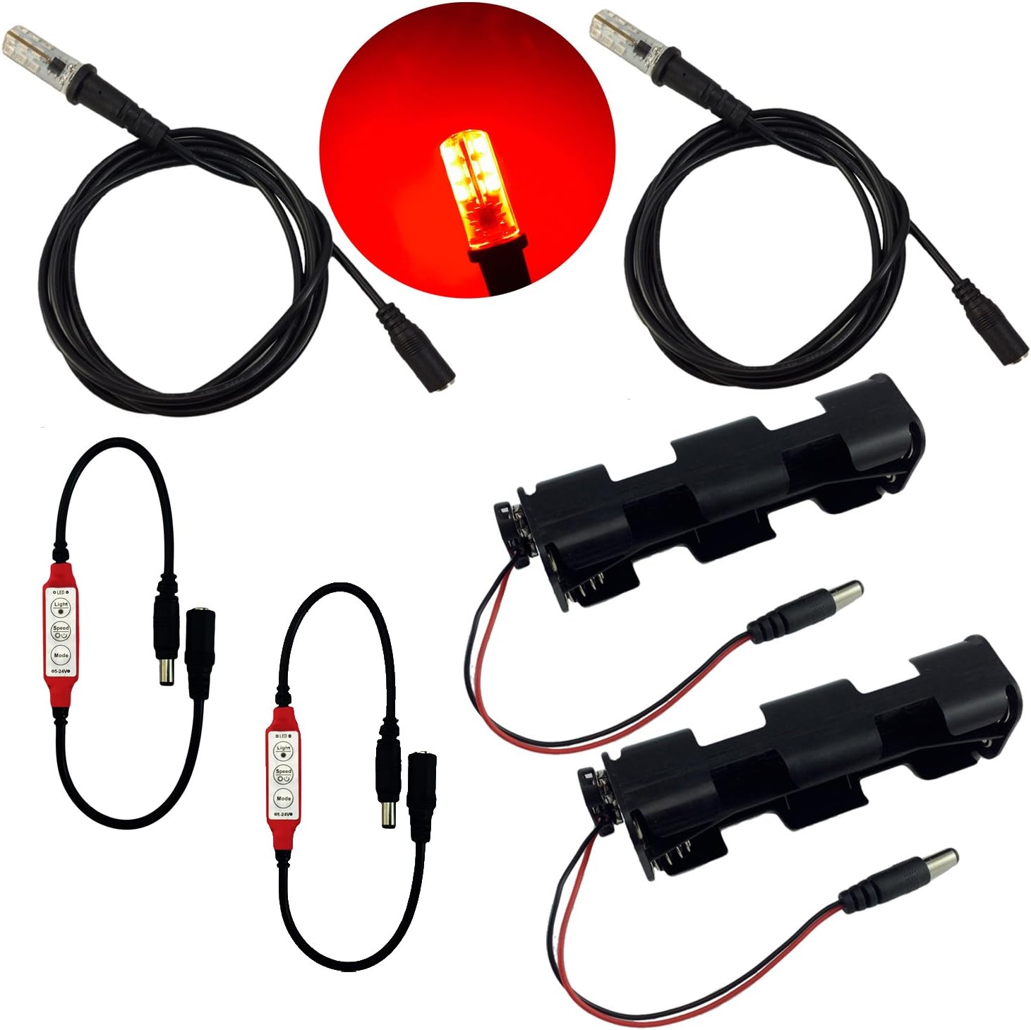 Amazon.com: Red LED 2 Kits Flame Lighting with Flicker Effects Control ...