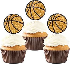 Amazon.com: Moitkptt 24Pcs Basketball Cupcake Toppers for Basketball ...