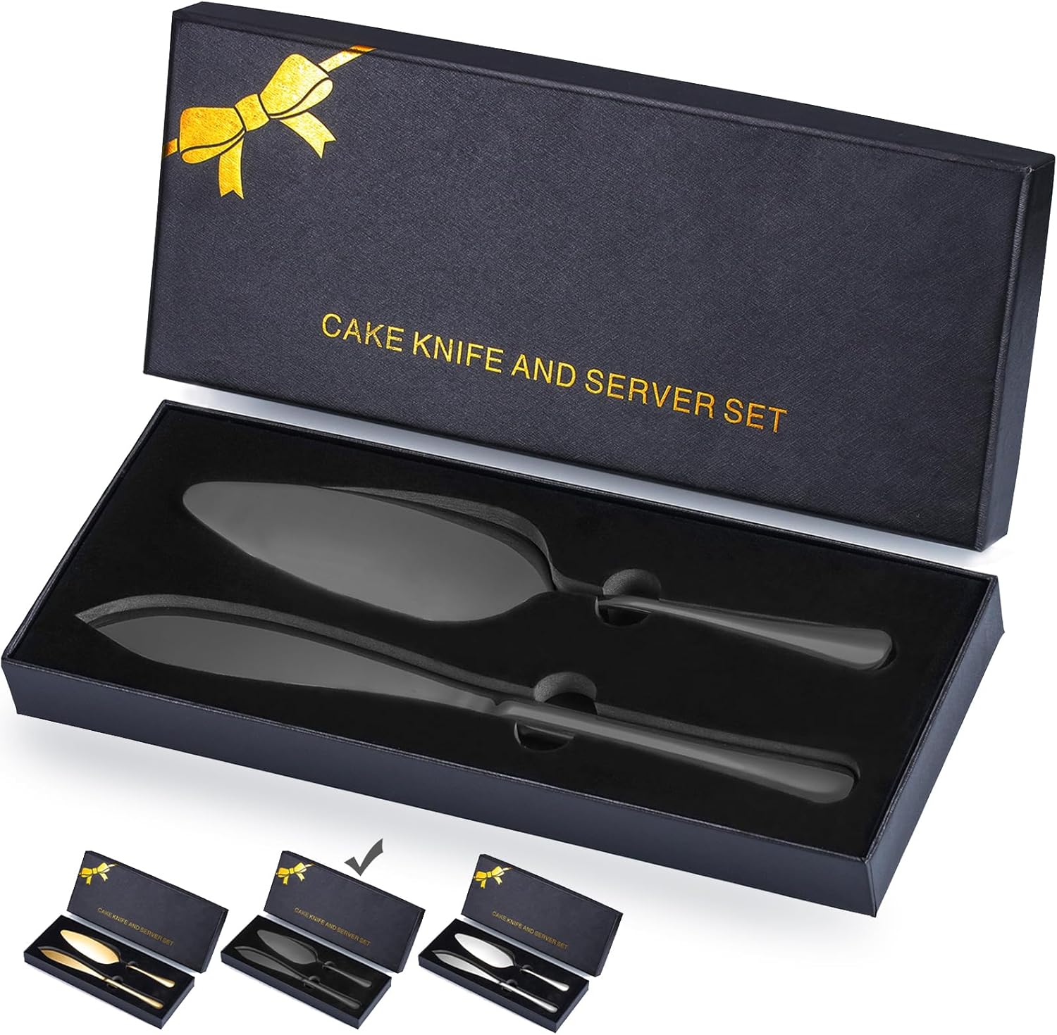 Amazon.com | Black Cake Cutting Set with Luxury Box，Stainless Steel ...