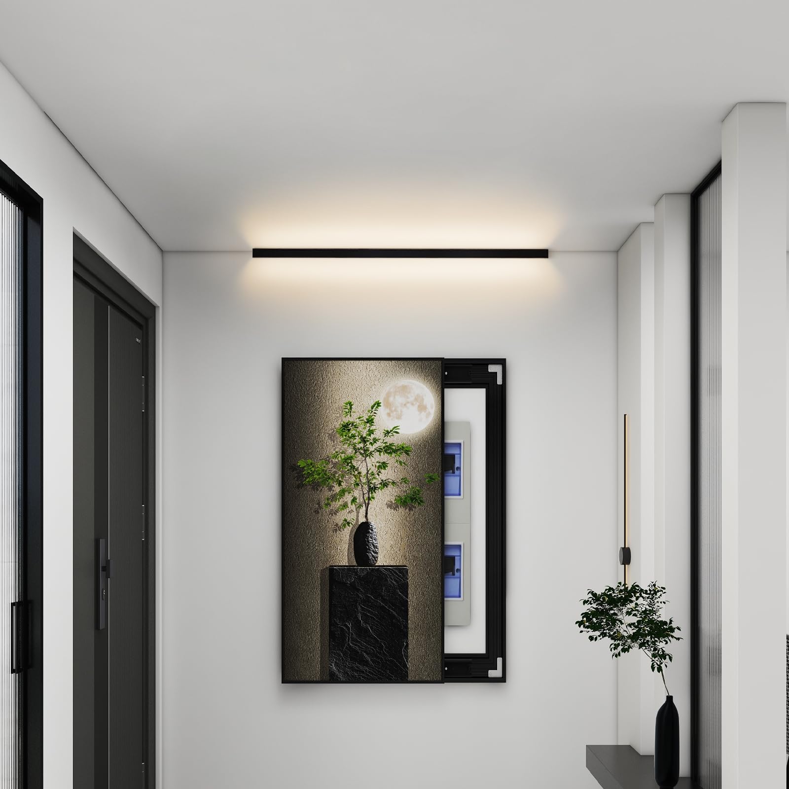 Corner Wall Mounted Lighting Modern Black LED Wall Lamp LED Long Strip
