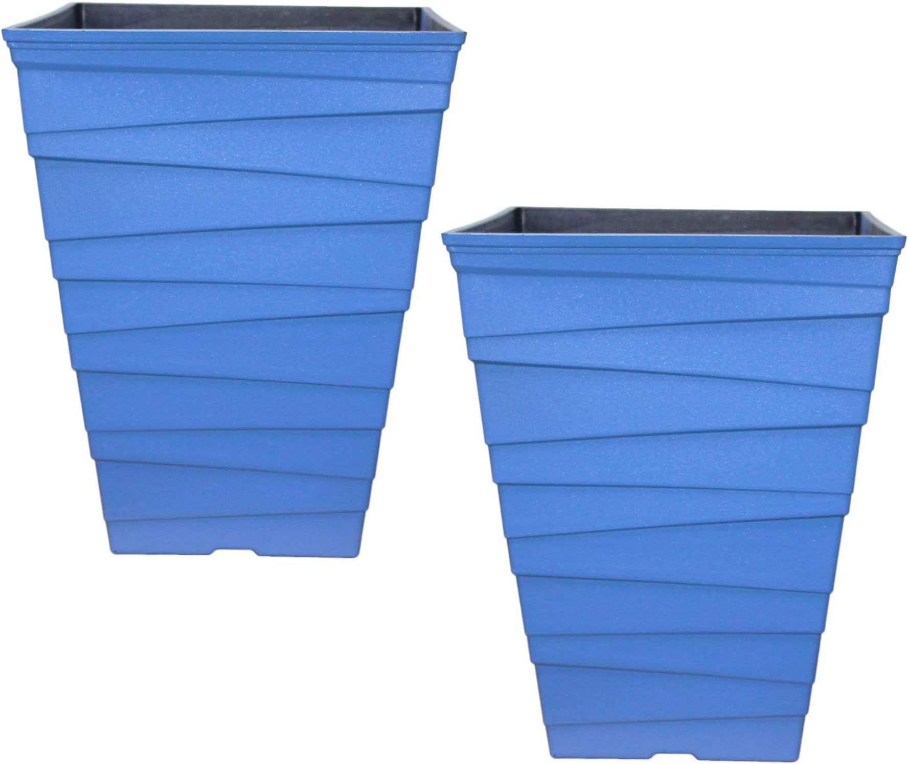 Muddy Hands 2 x Navy Blue Plastic Plant Pots Indoor Home Outdoor Garden ...