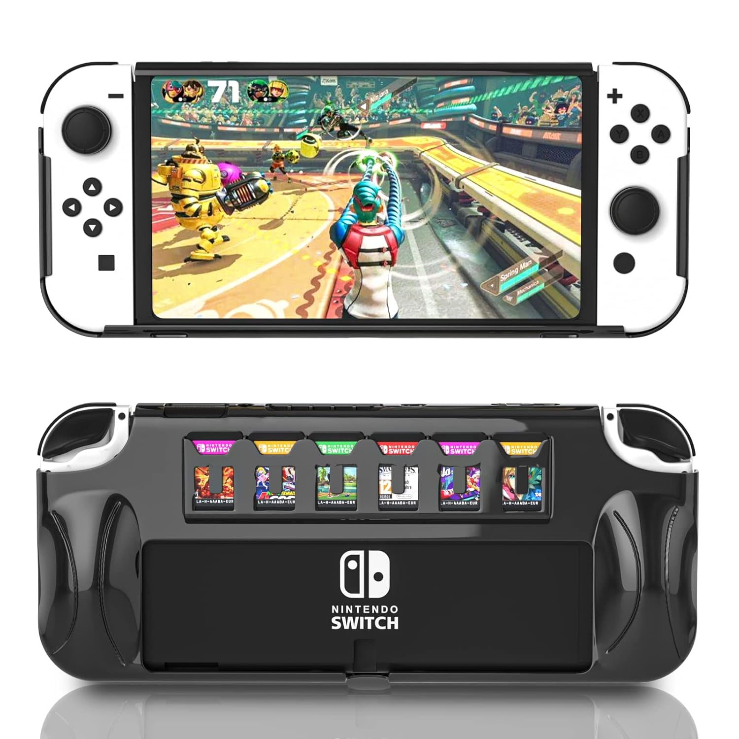 Amazon.com: HEATFUN Switch OLED Grip Case, Switch OLED Protective Case with Game Storage - Black ...