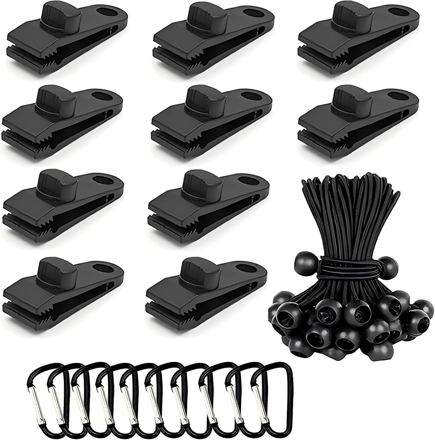 Langaelex 30-Piece Heavy Duty Camping Kit - Tarp Clips, Bungee Cords ...