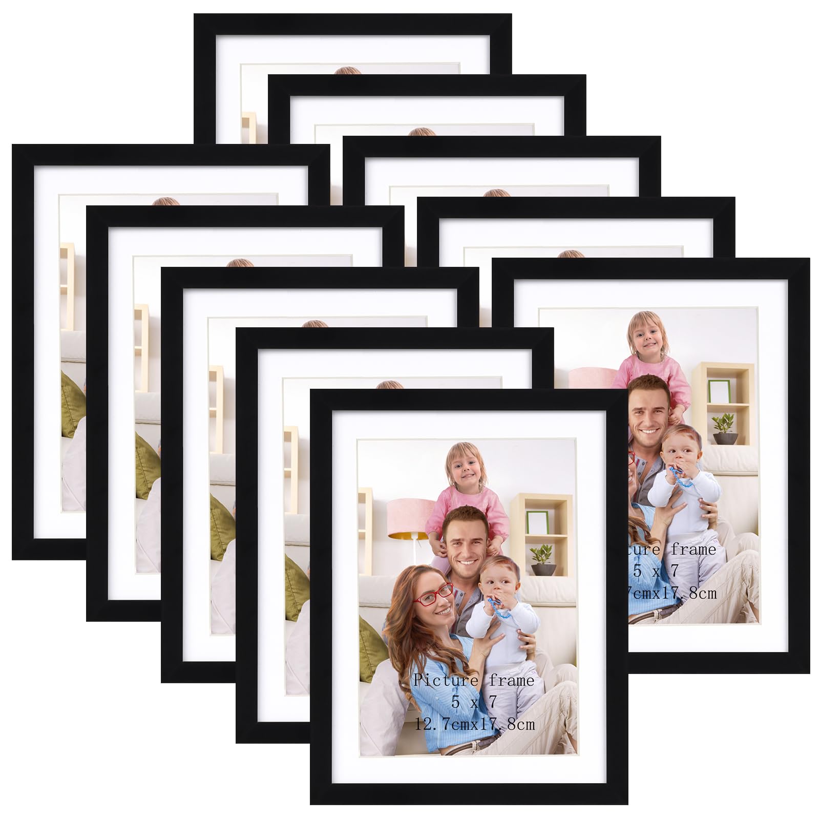 Giftgarden Black 7x5 Photo Frames with Mat,8x6 Photo Frames without Mat ...