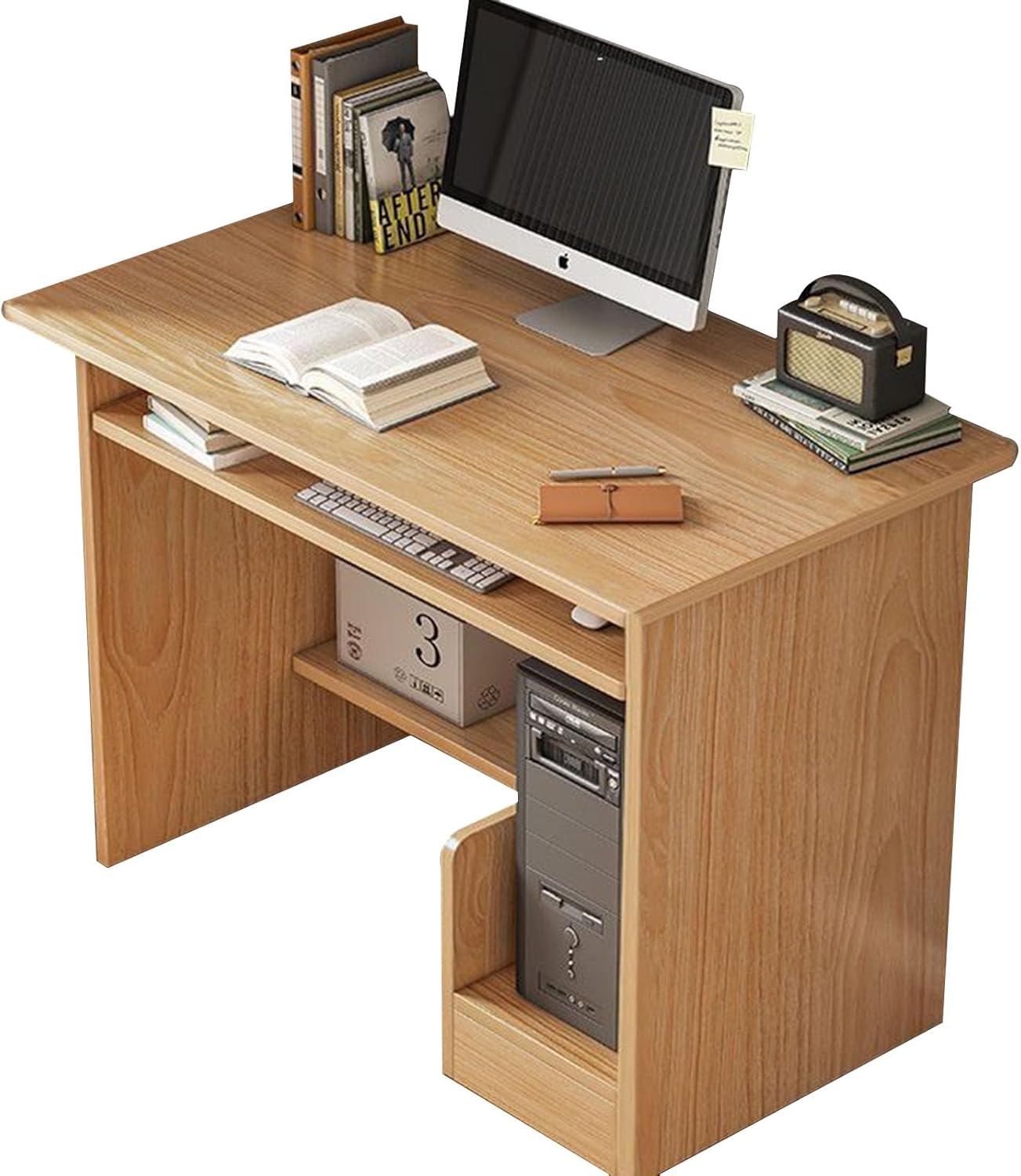 Amazon.com: Computer Desk Study Desk with CPU Stand Sliding Keyboard ...