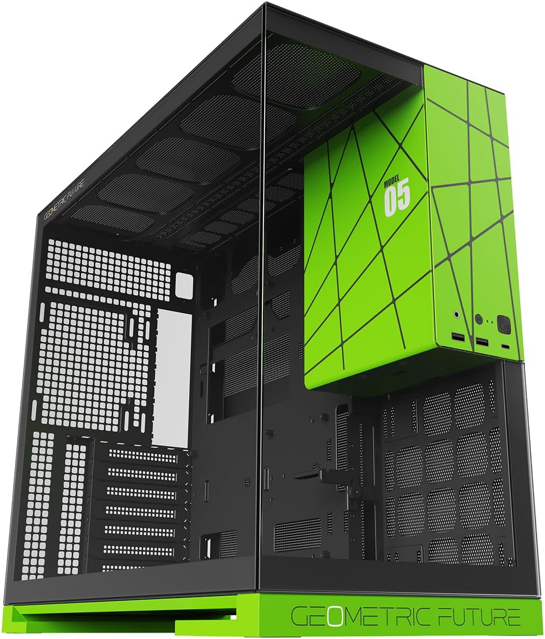 Amazon | GEOMETRIC FUTURE ミドルタワーPCケース Model 5 NV Style Edition 強化ガラスパネル ...