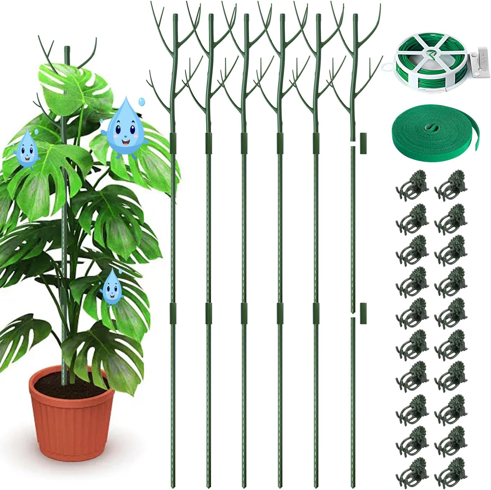 Amazon.com : Plant Support Stakes Set 6 Pack 28.5" Detachable Twig ...