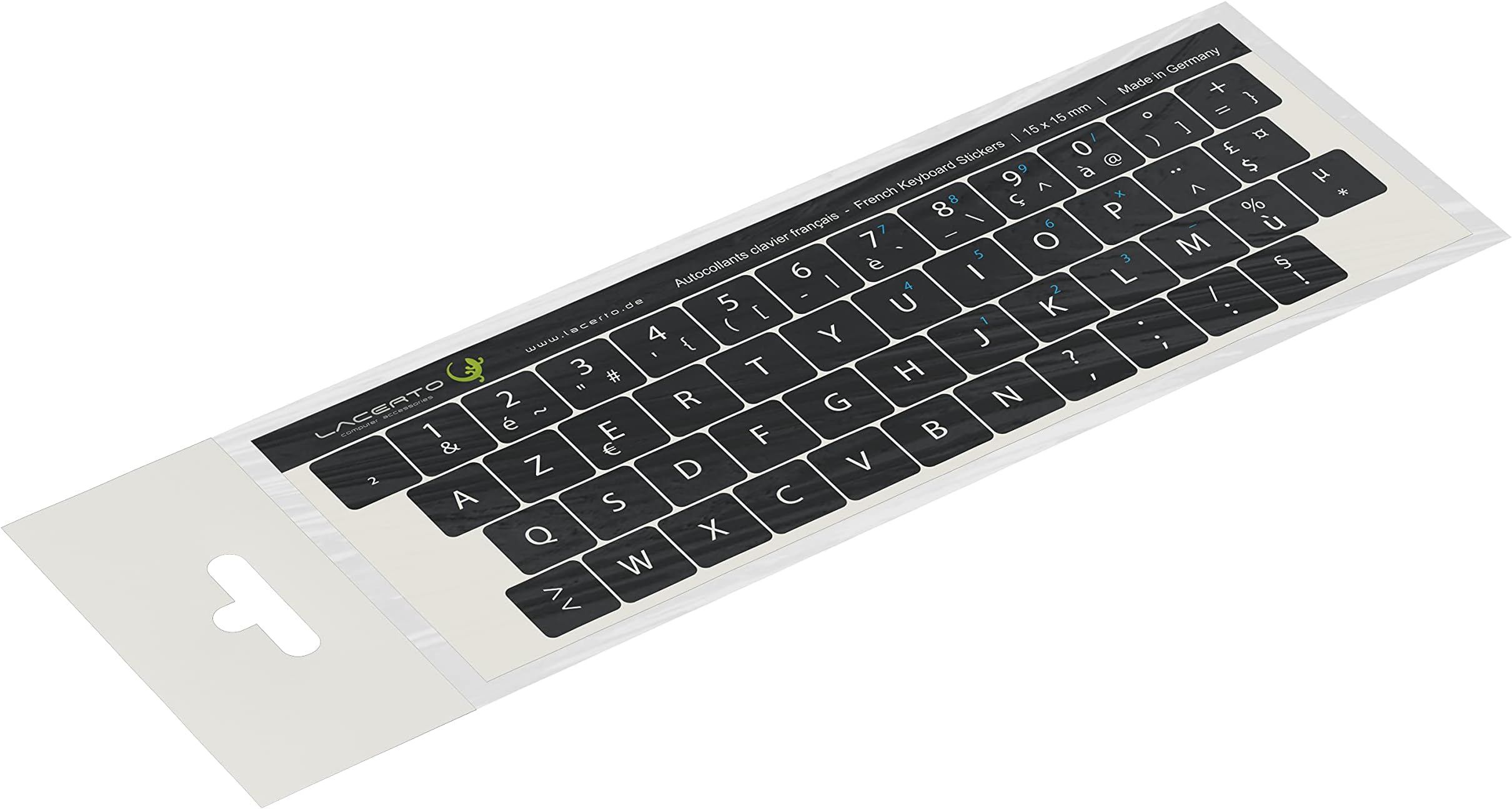 Lacerto® 15x15 mm - Autocollants français AZERTY - Pour claviers PC et ...