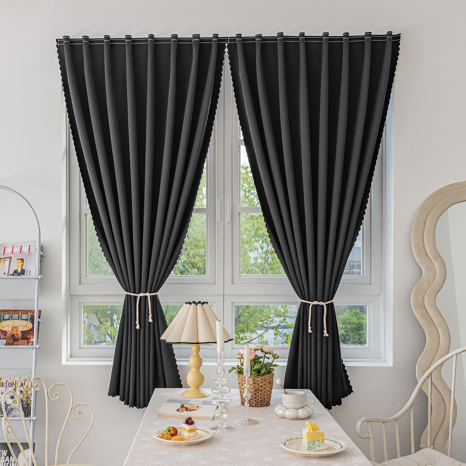Amazon.com: Jilron Magic Tape Stick on Curtains Blackout Curtains for ...