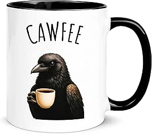 Amazon.com: Yalocib Funny Cawfee Mug, Adorable Crow Drinking Coffee ...