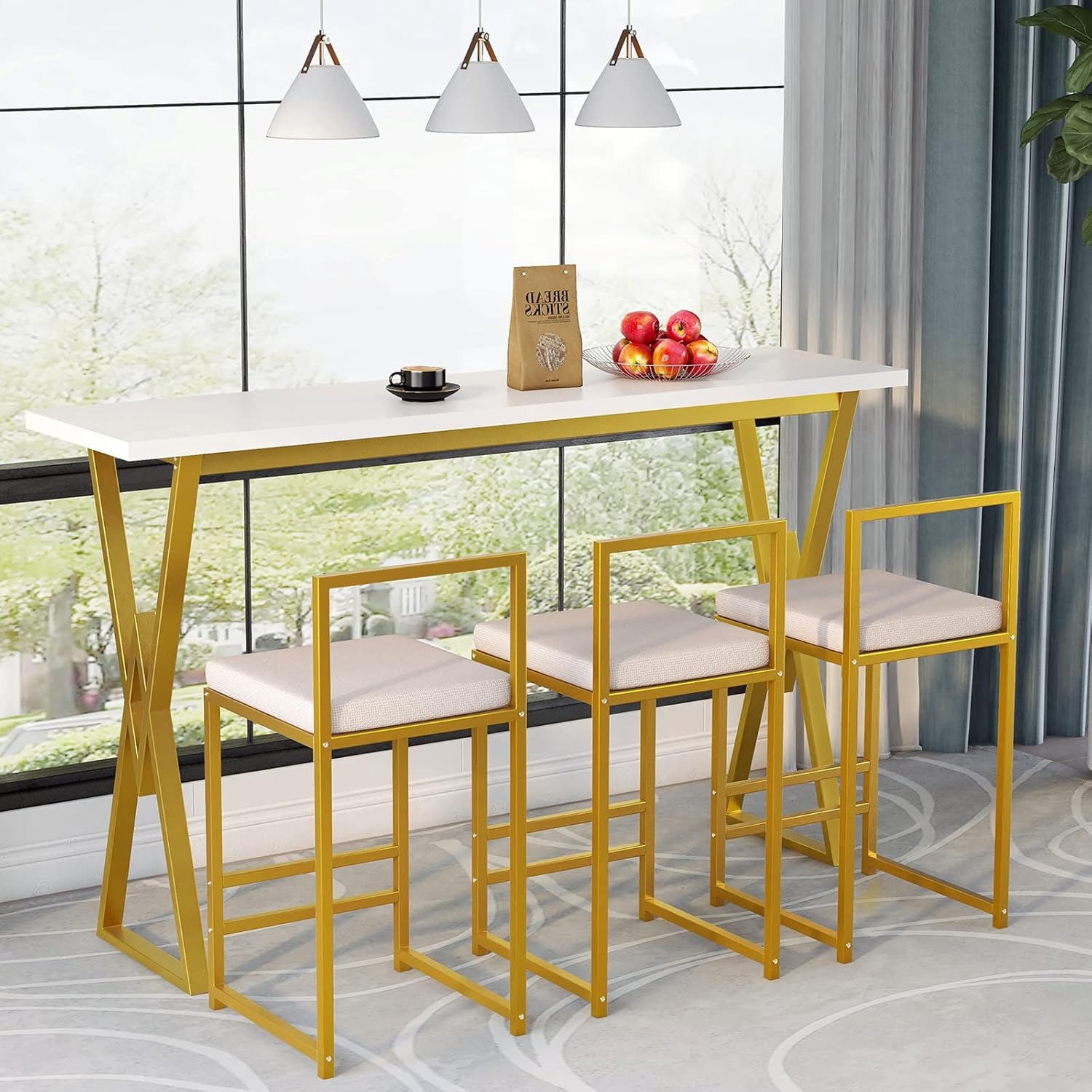 Amazon.com - Tensun Modern Style 4 Piece Counter Height Bar Table and ...