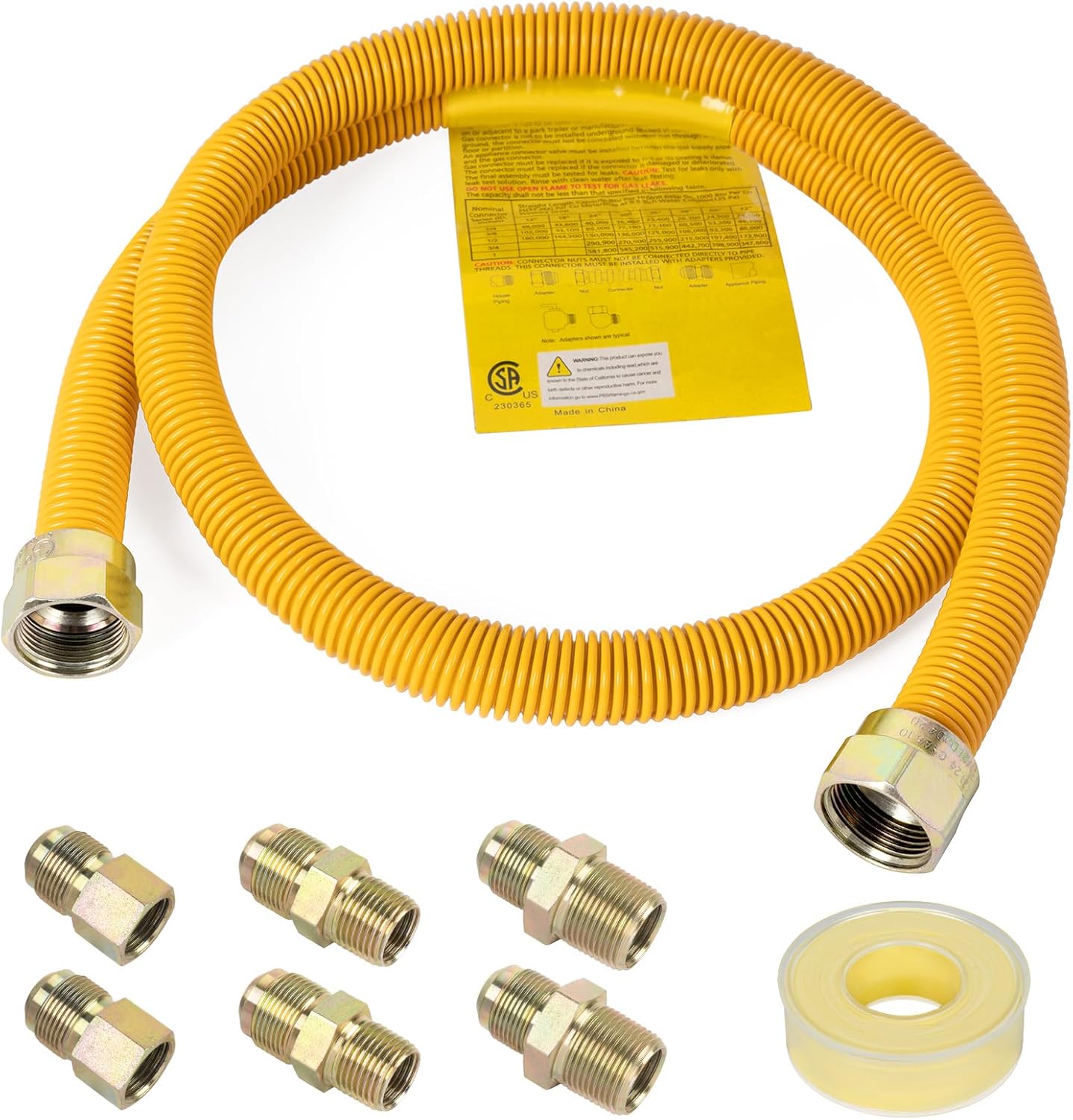 Amazon.com: JUWO 48" Dryer Gas Line Kit for Stove, Water Heater, 5/8 ...