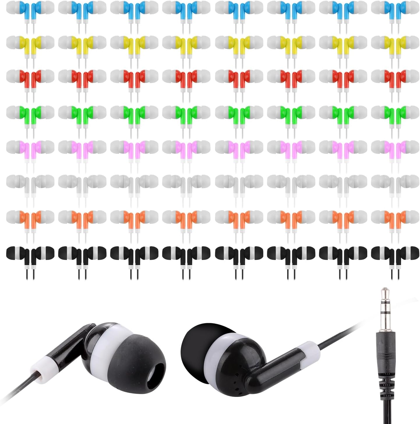 Amazon.com: CN-Outlet Wholesale Kids Bulk Earbuds Headphones 100 Pack ...