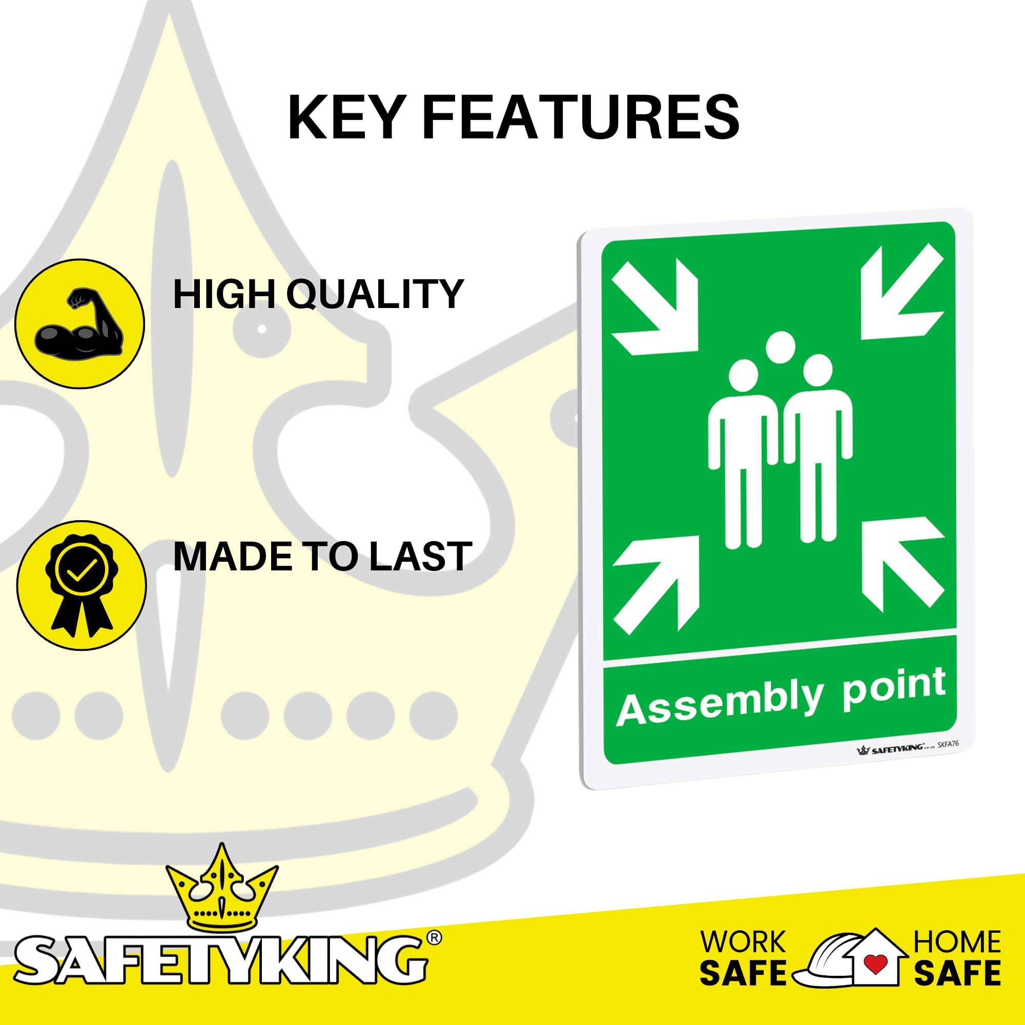 SAFETYKING 4 pcs Fire Assembly Point Sign 1mm Rigid PVC Signs -L 30cm x ...
